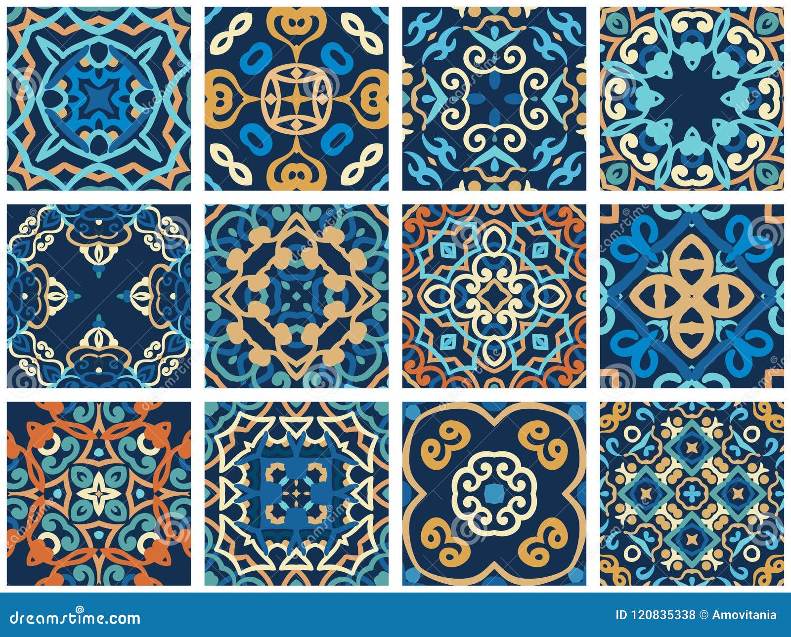 Arabic decorative tiles stock vector. Illustration of islamic - 120835338