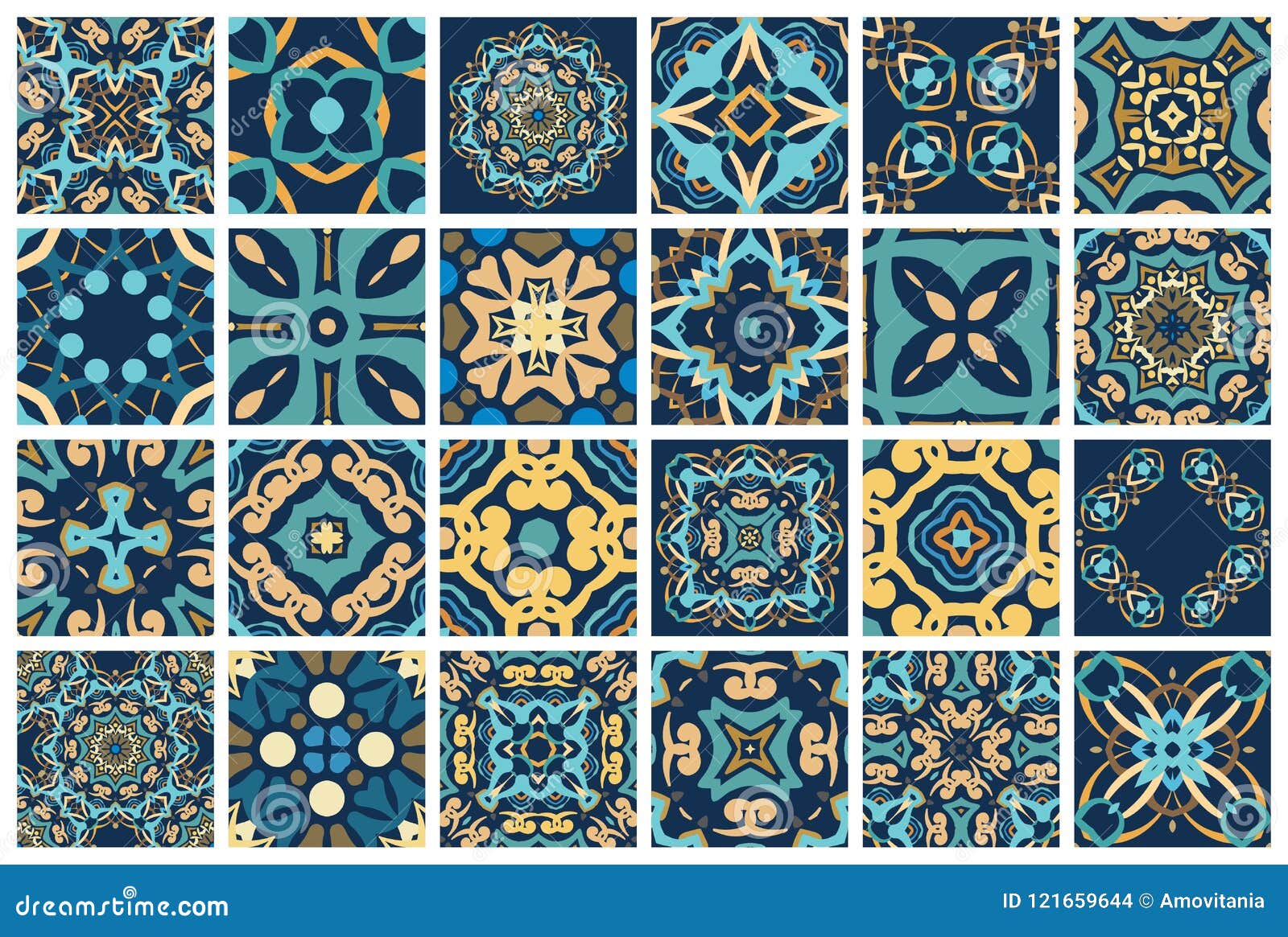 Arabic decorative tiles stock vector. Illustration of oriental - 121659644