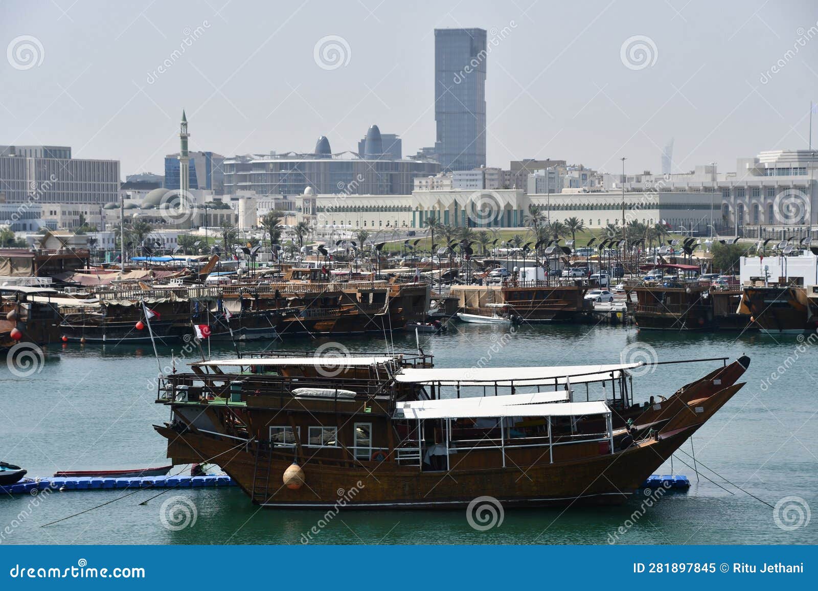 Arabic Dhow Boats in Doha, Qatar Stock Image - Image of doha ...