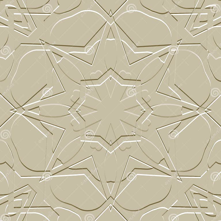 Arabic Emboss 3d Seamless Pattern. Geometric Embossed Light Vector ...