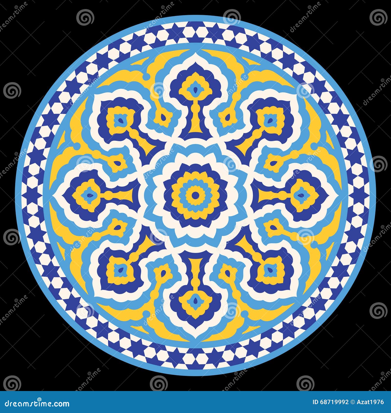 Arabic Floral Circle Ornament Stock Vector - Illustration of arabic ...