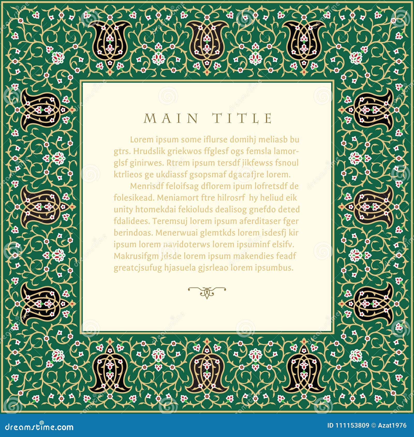 Arabic Floral Frame. Traditional Islamic Design Stock Vector ...