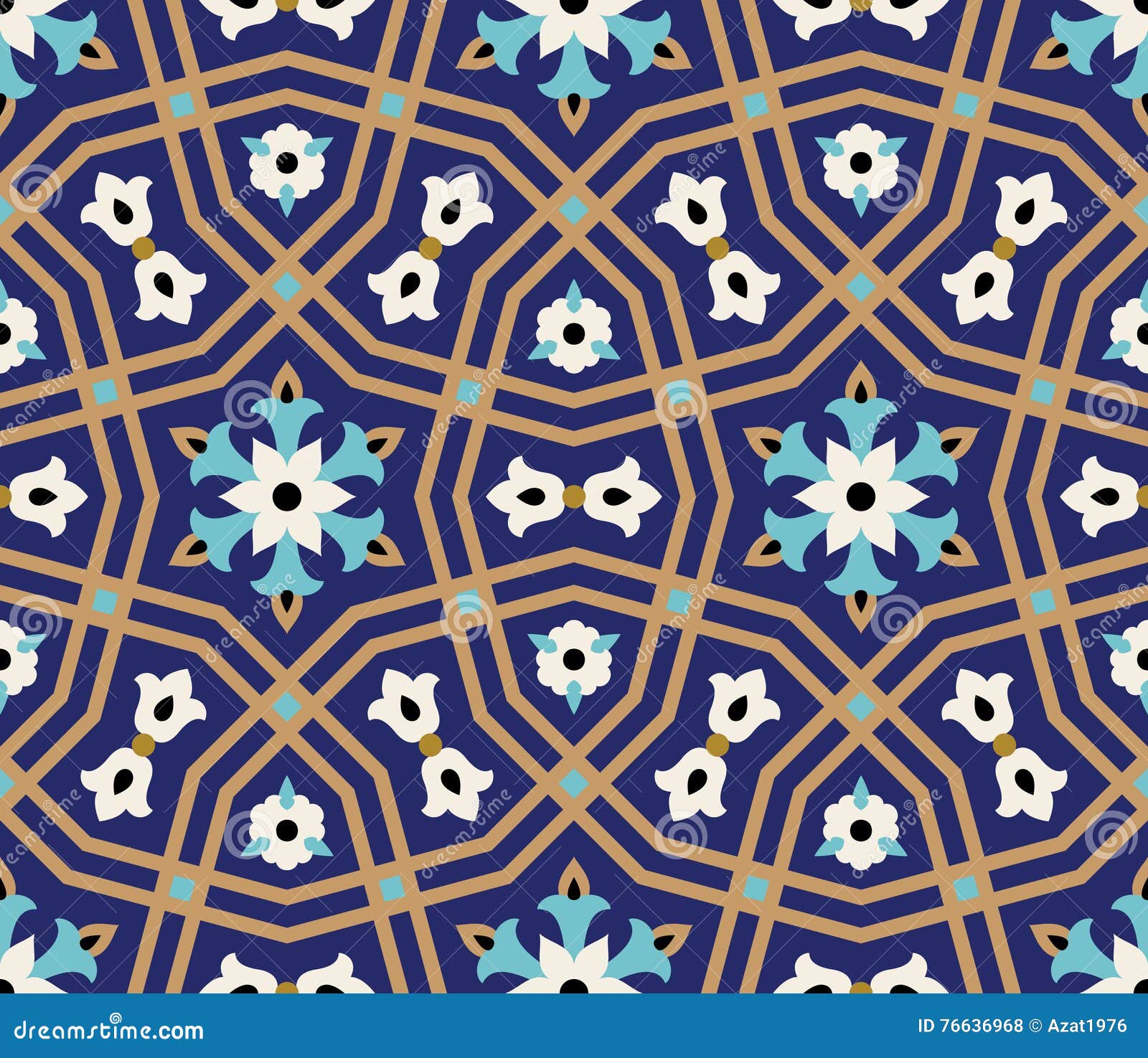 Arabic Floral Seamless Pattern. Stock Vector - Illustration of decor ...