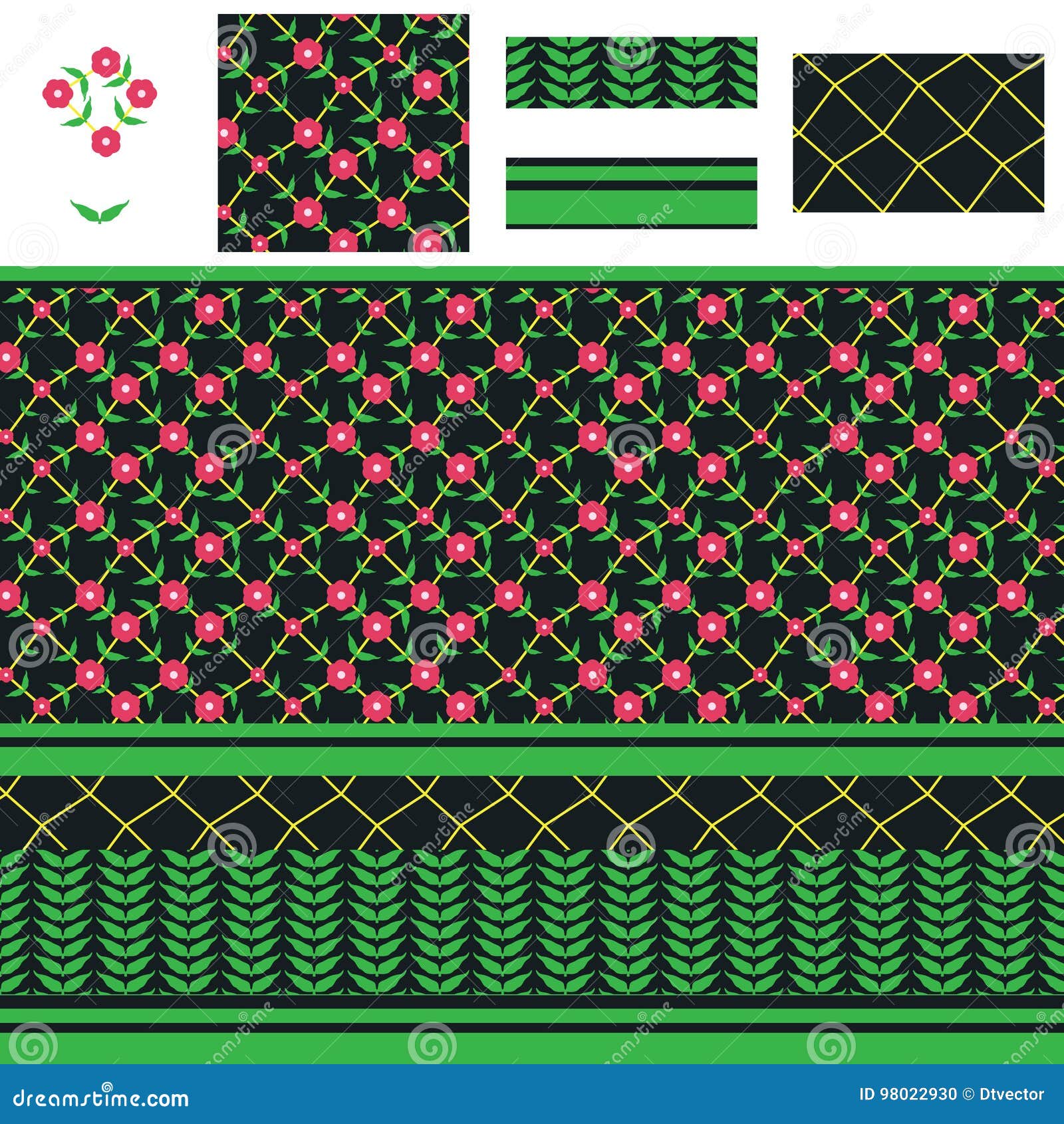 Arabic Flower Leaf Diamond Seamless Pattern Stock Vector - Illustration ...