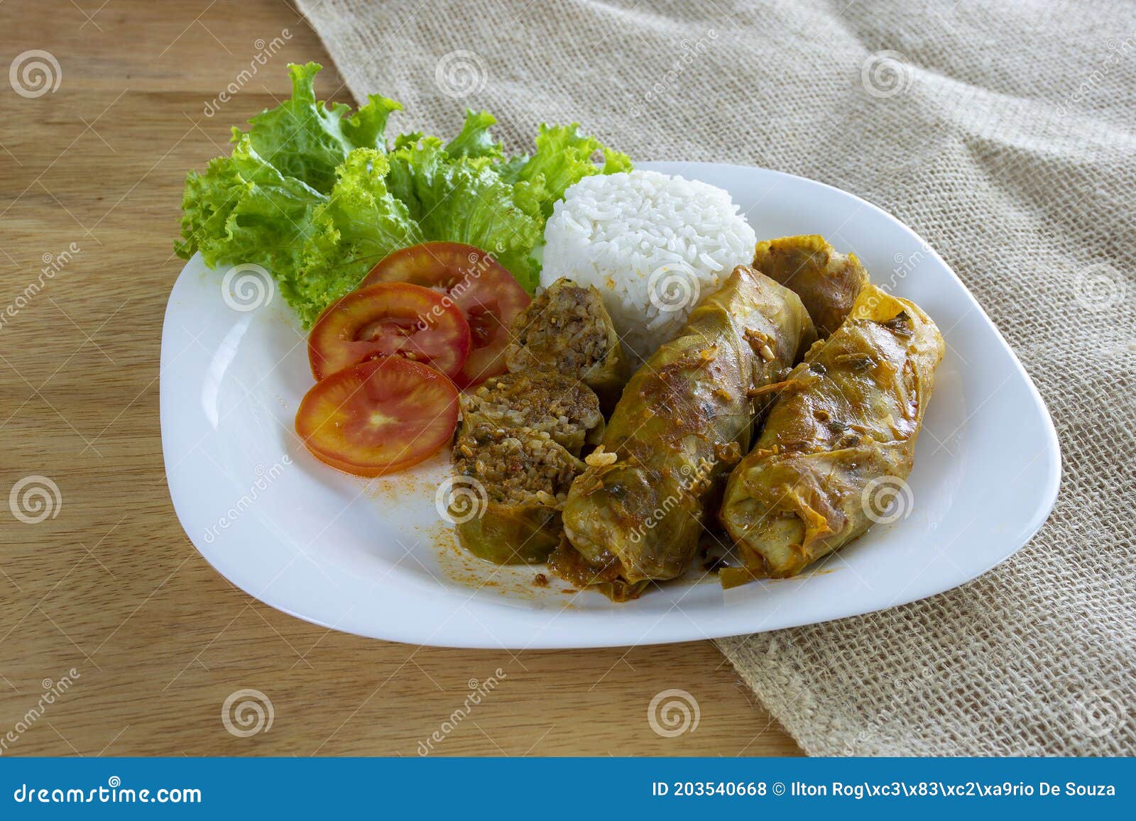 Appetizing Cabbage Rolls with Rice and Ground Beef Stock Photo - Image ...