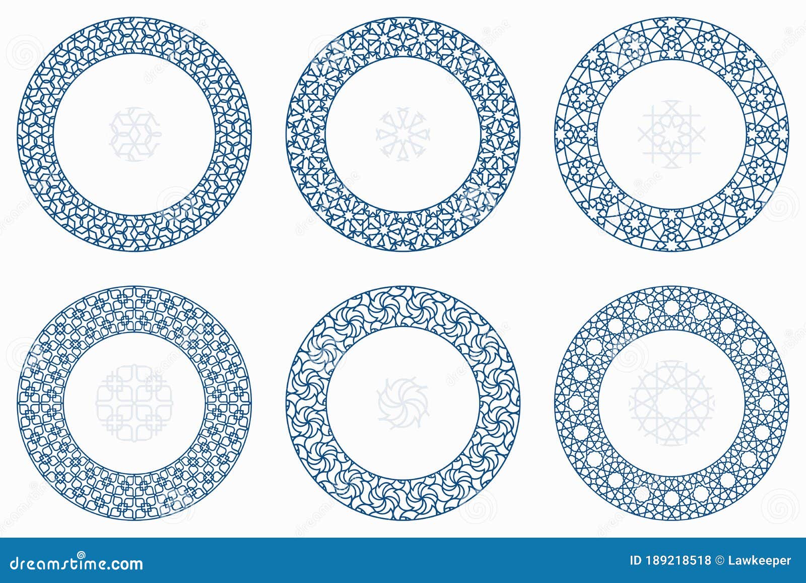 Arabic Geometric Round Patterns Set Stock Vector - Illustration of ...