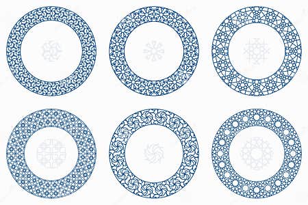 Arabic Geometric Round Patterns Set Stock Vector - Illustration of ...