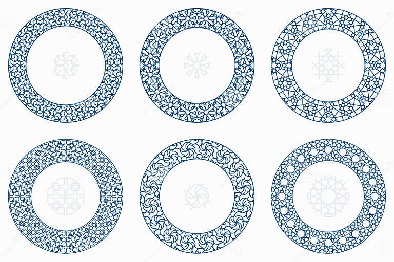 Arabic Geometric Round Patterns Set Stock Vector - Illustration of ...