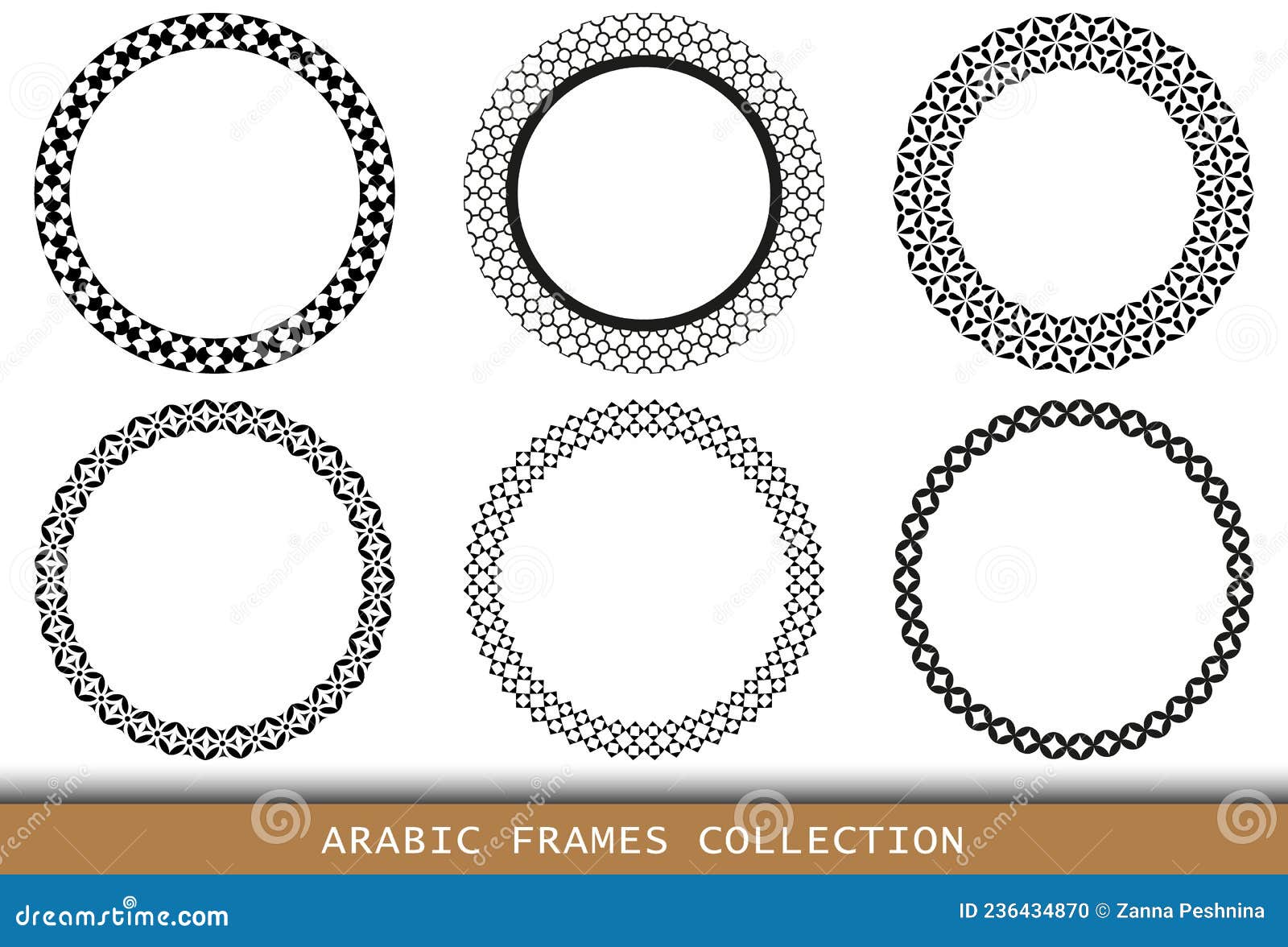 Arabic Geometric Round Patterns Set. Borders, Frames Stock Vector ...