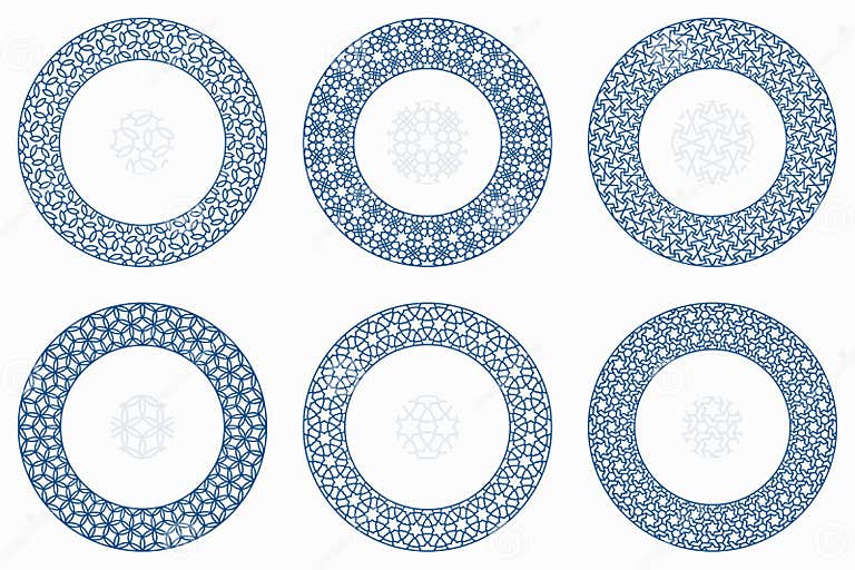 Arabic Geometric Round Patterns Set Stock Vector - Illustration of adha ...