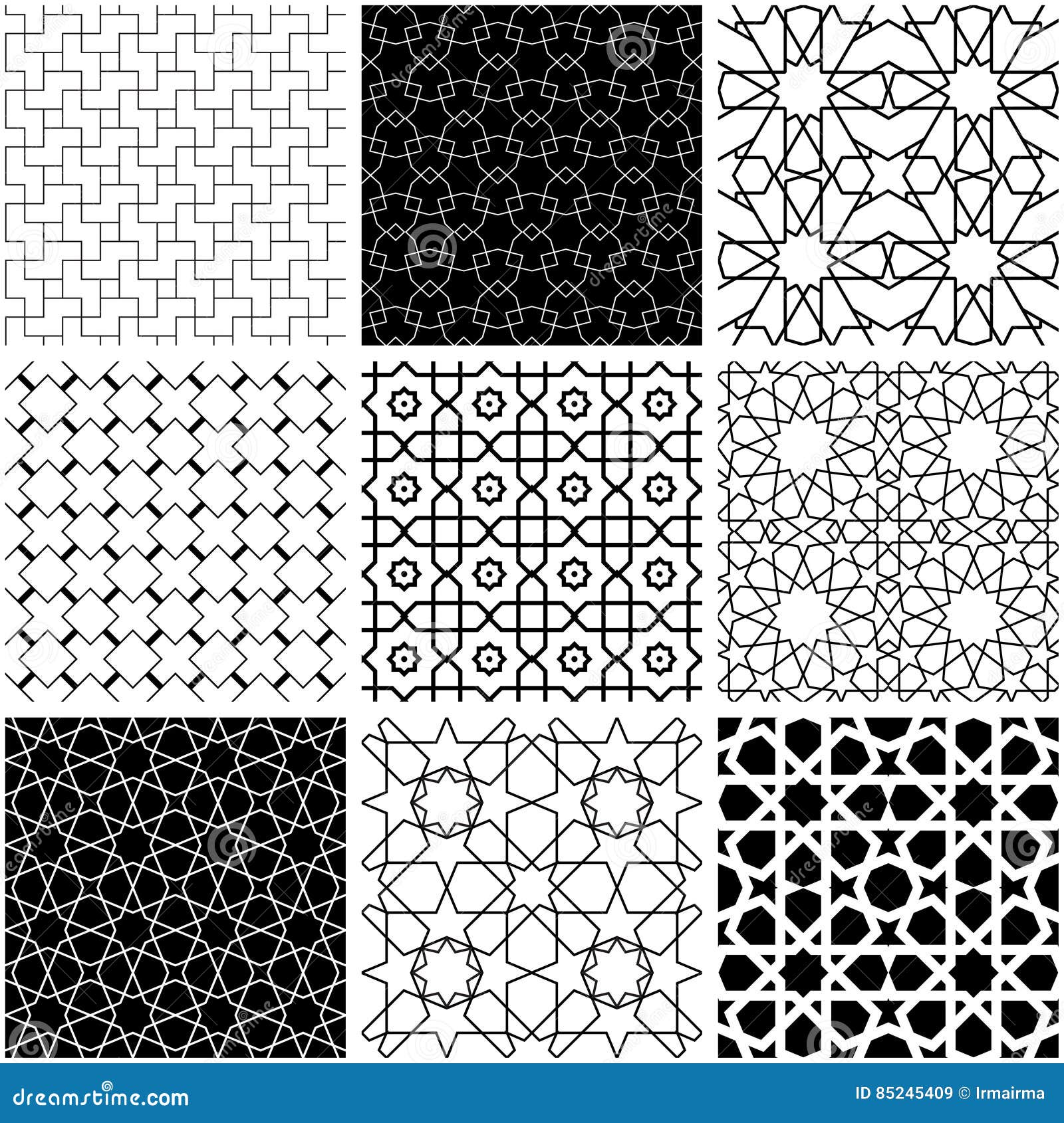 Arabic Geometric Style in Black and White Stock Vector - Illustration ...