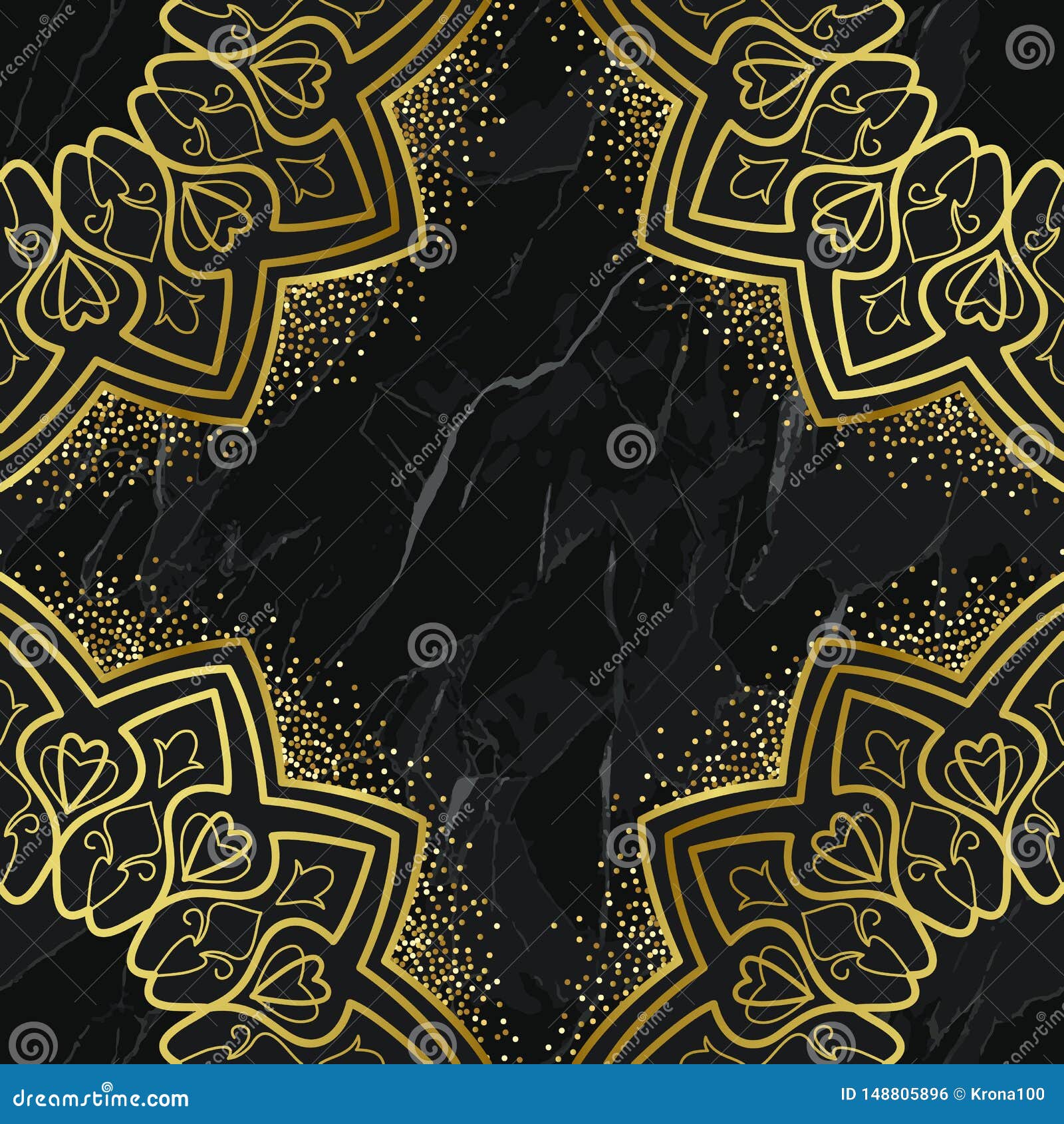 Arabic Golden Seamless Pattern on Marble Background Stock Vector ...