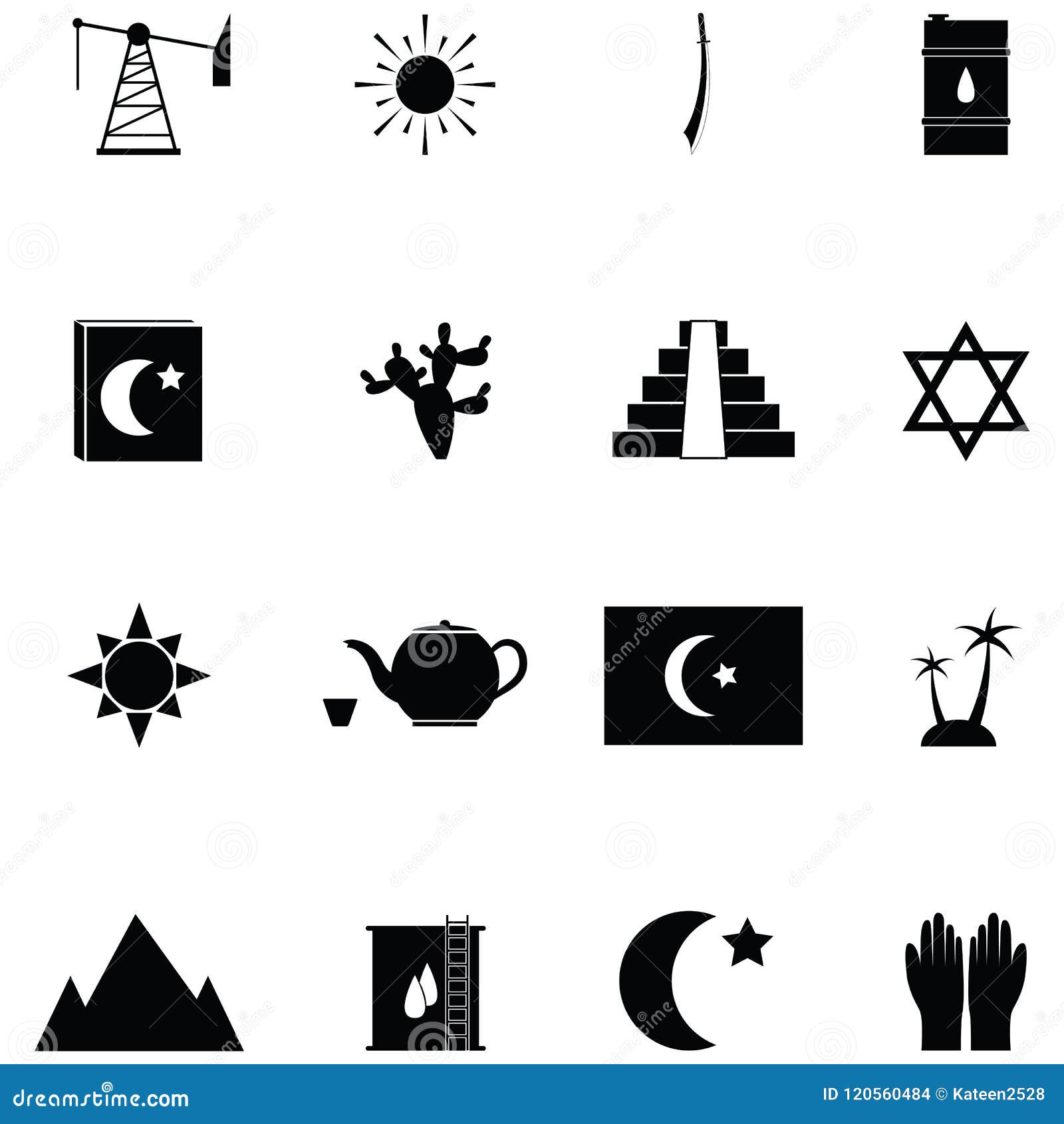 Arabic icon set stock vector. Illustration of mecca - 120560484