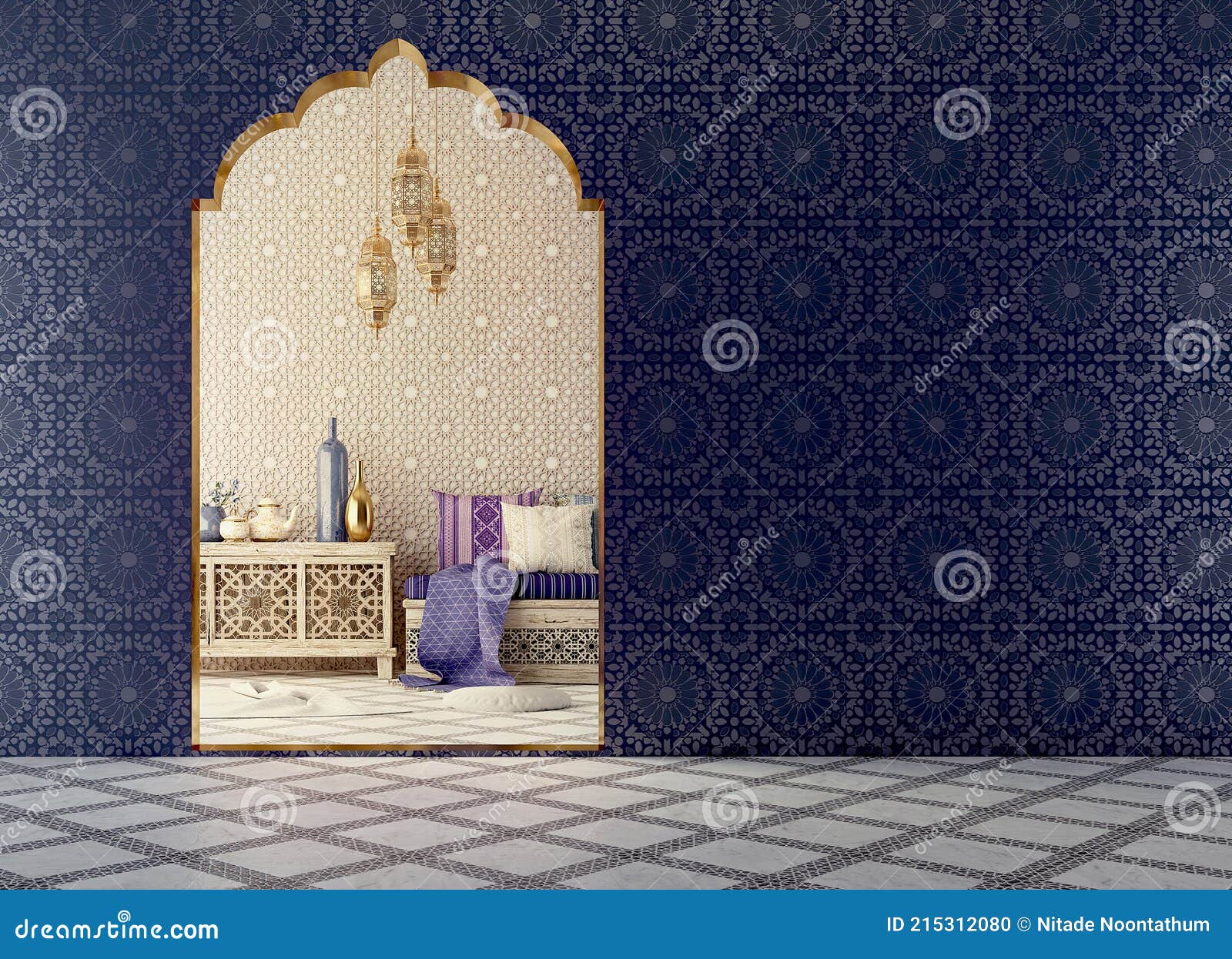 Arabic,Islamic Style Interior Design with Arch and Arabic Pattern ...
