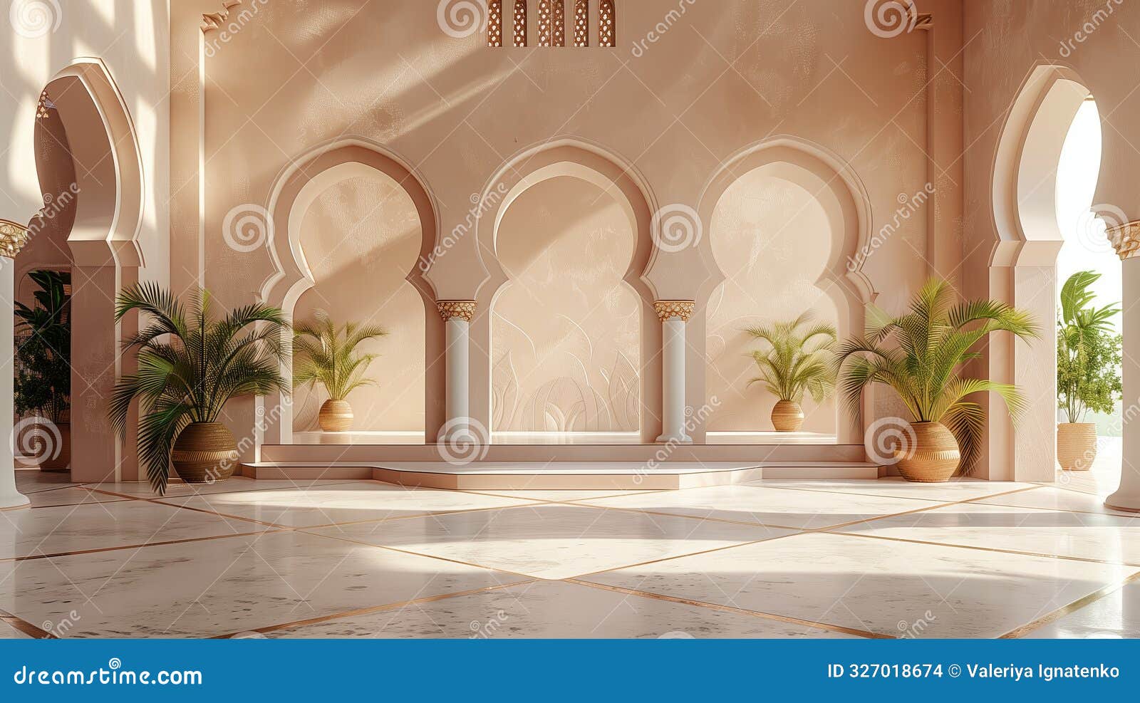 Arabic,Islamic Style Wall Design with Arch and Arabic Pattern.3d ...