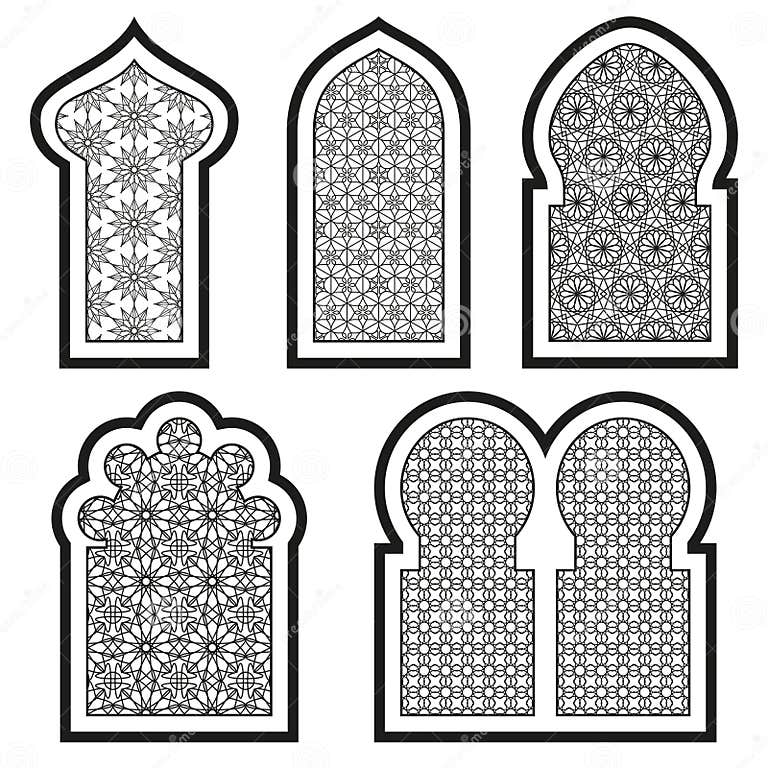 Arabic or Islamic Windows Set Stock Vector - Illustration of oriental ...