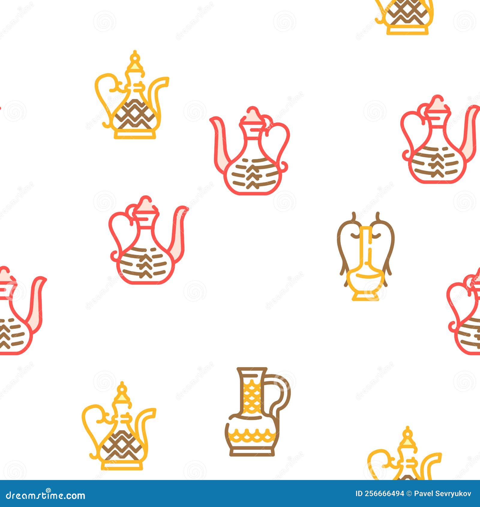 Arabic Jug Traditional Container Vector Seamless Pattern Stock ...