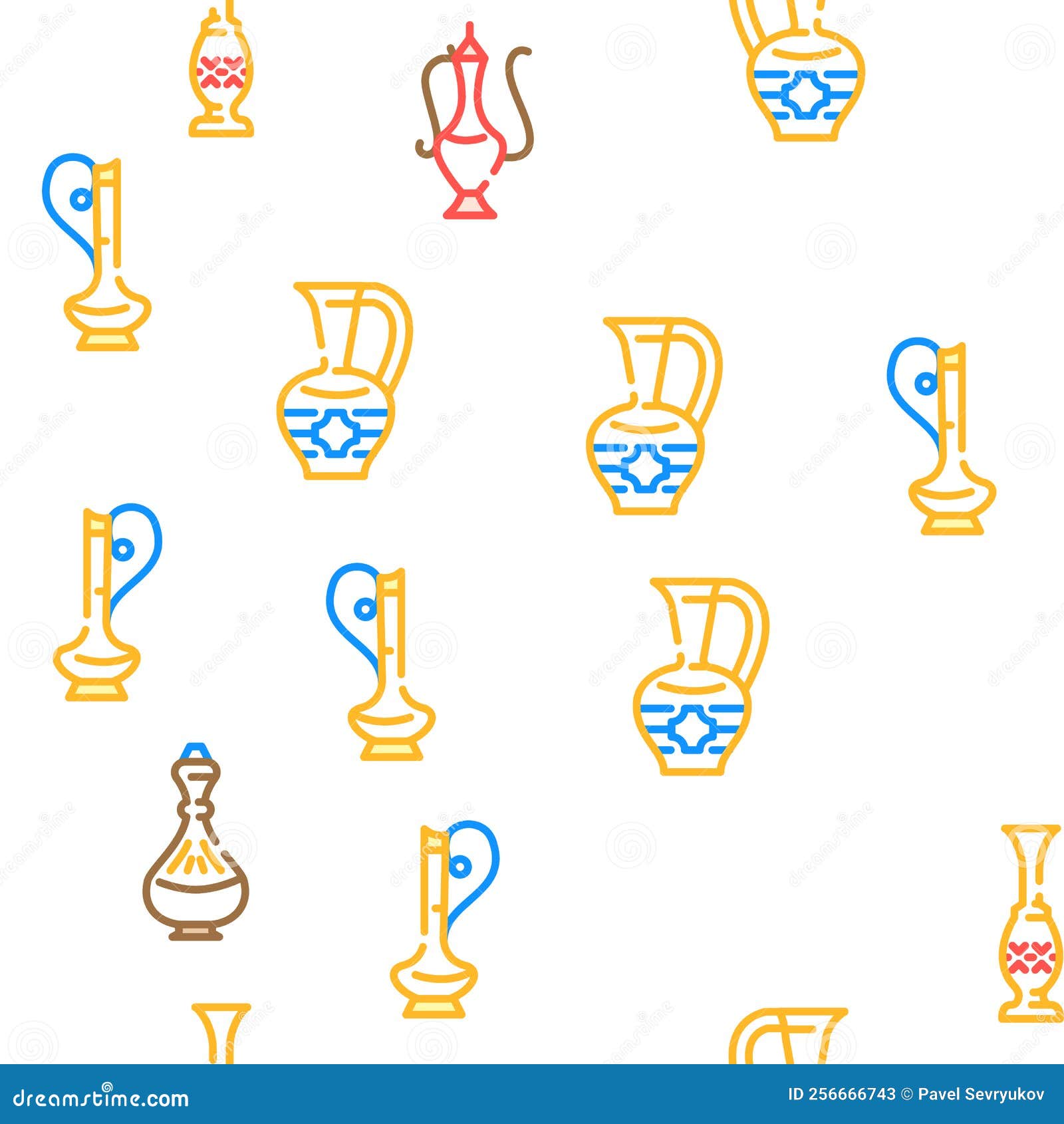 Arabic Jug Traditional Container Vector Seamless Pattern Stock ...