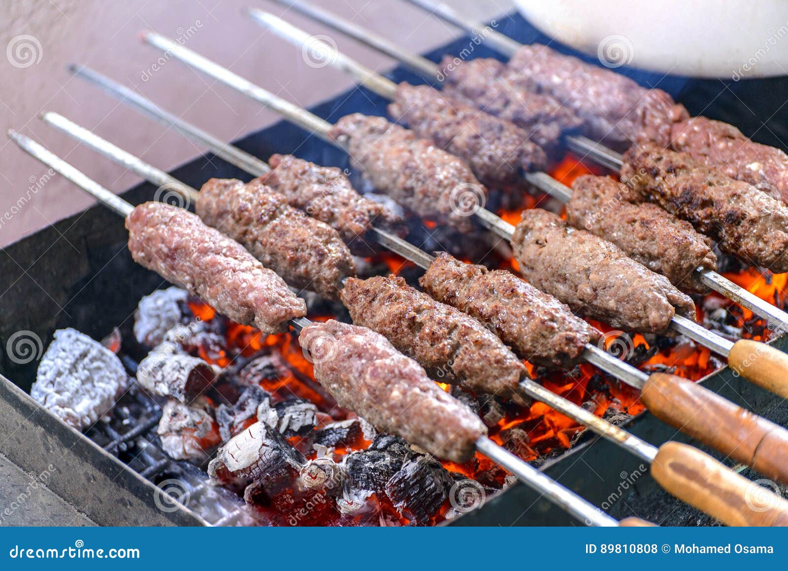 Arabic Kofta Sticks during Grill Stock Photo - Image of lamb, kofta ...