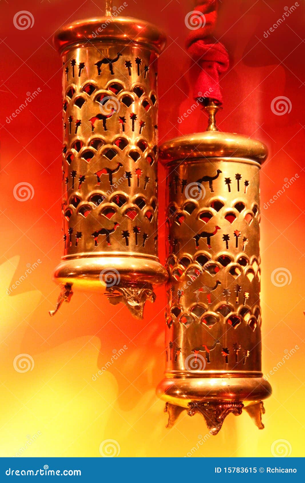 Old Arabic Lamp With Smoke, Magical Lamp Closeup Over Dark Background ...