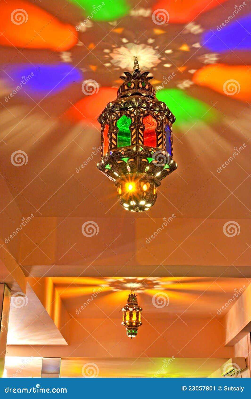 Arabic Lamp with Beautiful Lights Stock Image - Image of glass ...