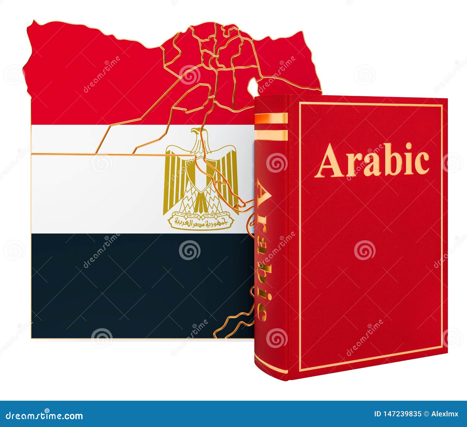 Arabic Language Book with Map of Egypt, 3D Rendering Stock Illustration ...