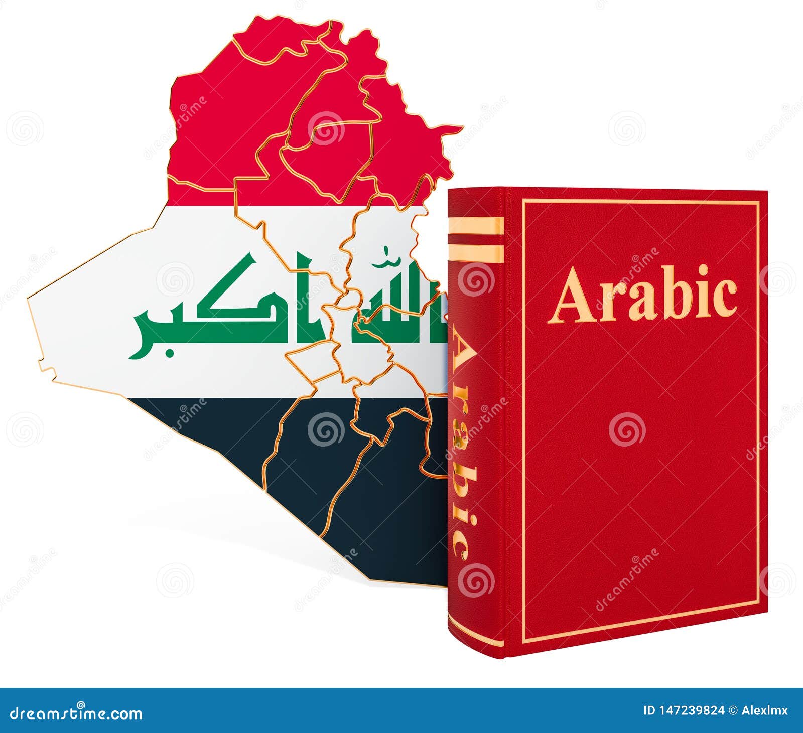 Arabic Language Book with Map of Iraq, 3D Rendering Stock Illustration ...