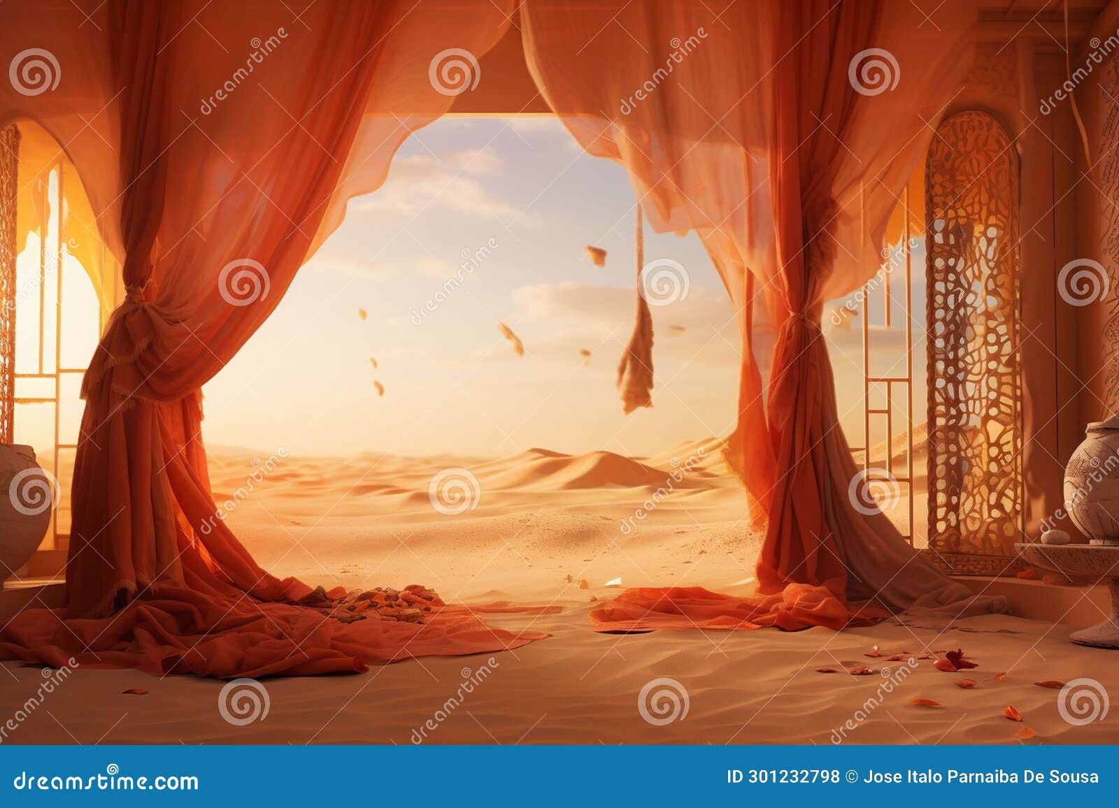Arabic Language Day Scenes Depicted in a Series Stock Illustration - Illustration of sand, stone ...