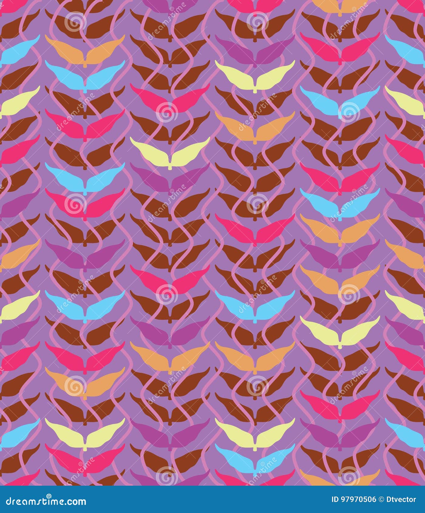 Arabic Leaf Wave Vertical Seamless Pattern Stock Vector - Illustration ...