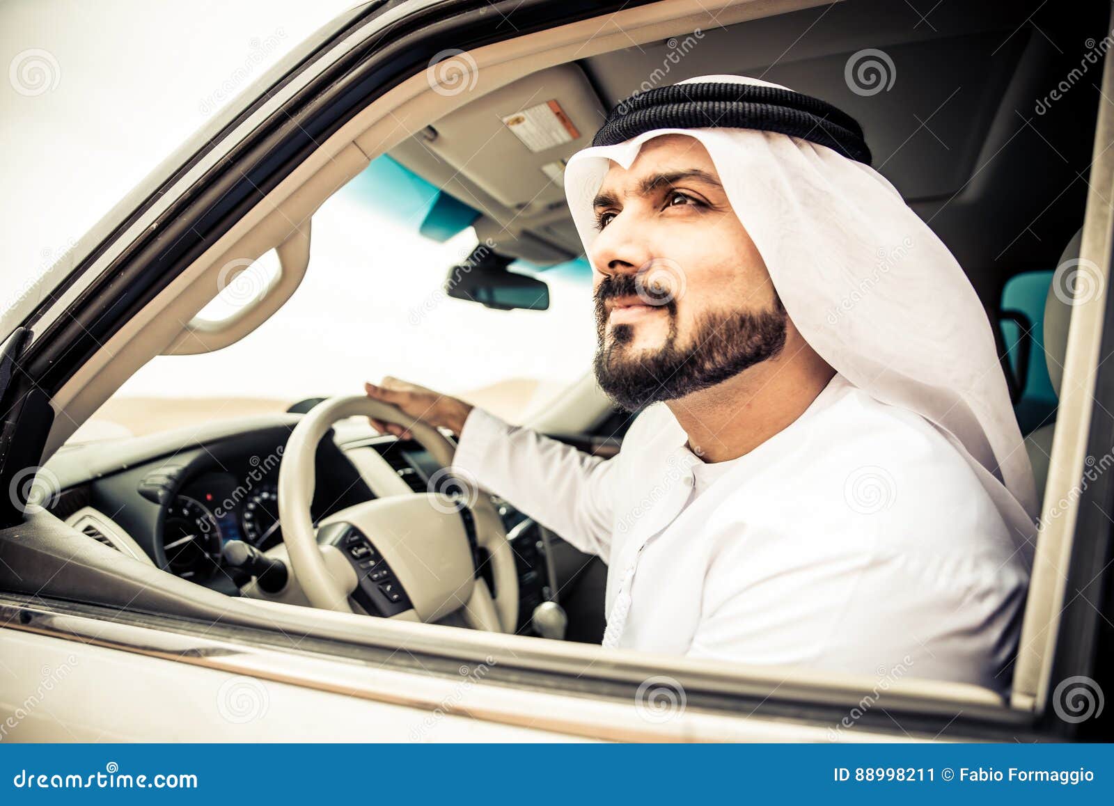 Arabic man in his car stock image. Image of driving, horizontal - 88998211