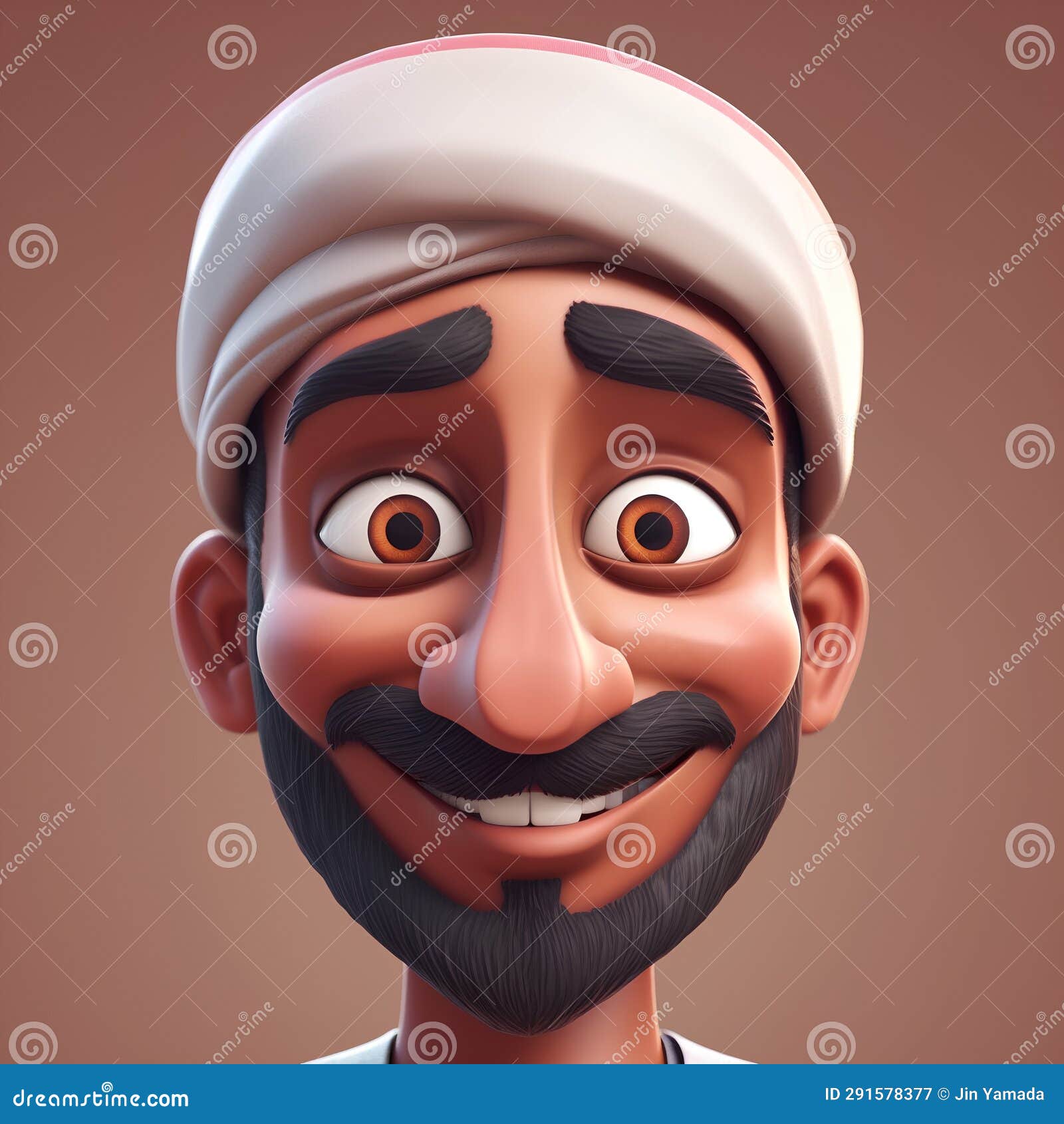 Arabic Man with Mustache and Beret. 3d Illustration Stock Illustration ...