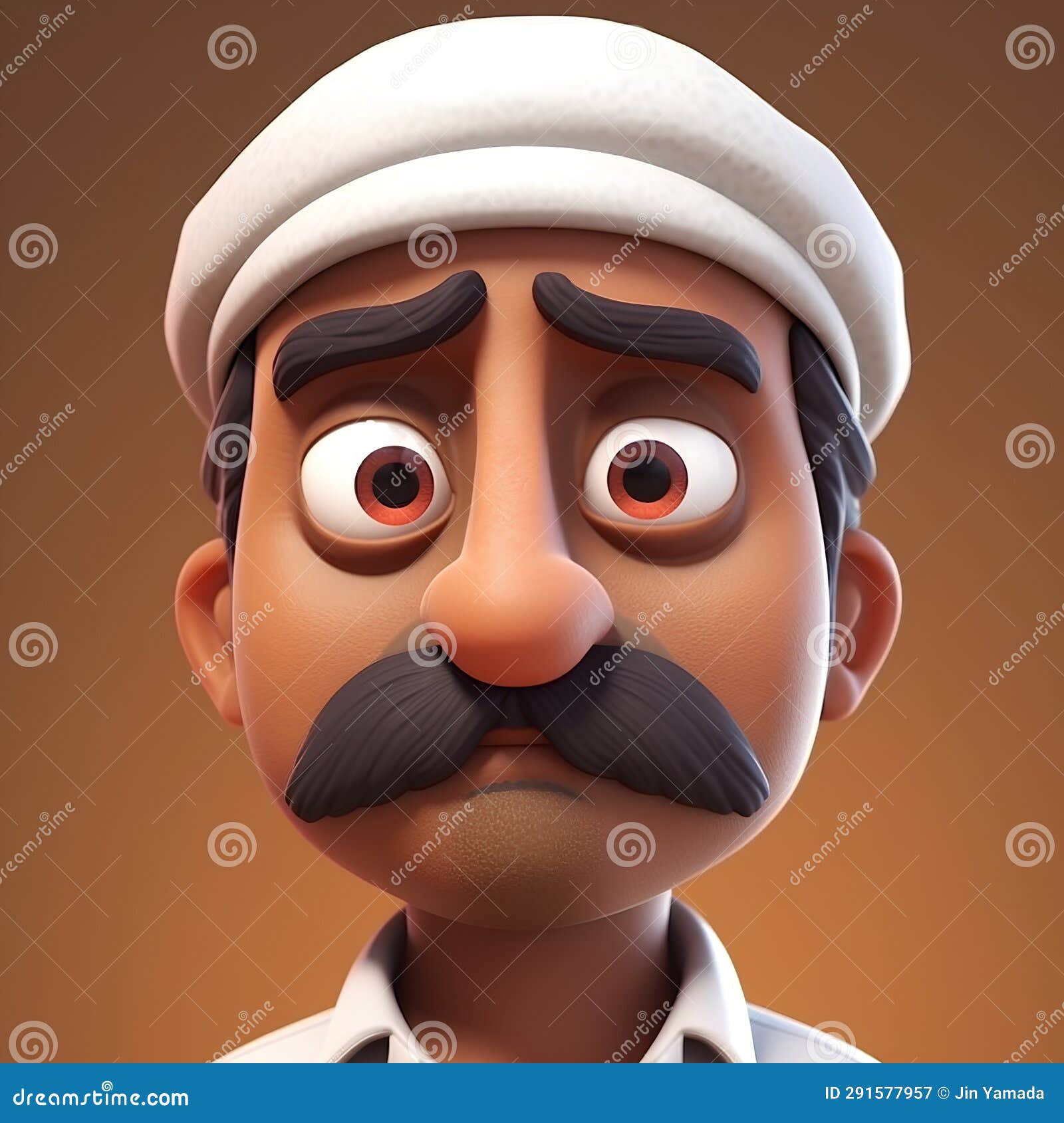 Arabic Man with Mustache and Beret, 3d Render Illustration Stock ...