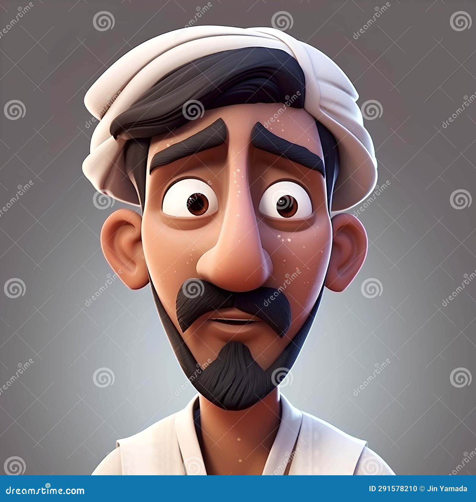 Arabic Man with Mustache and Moustache, 3d Render Stock Illustration ...