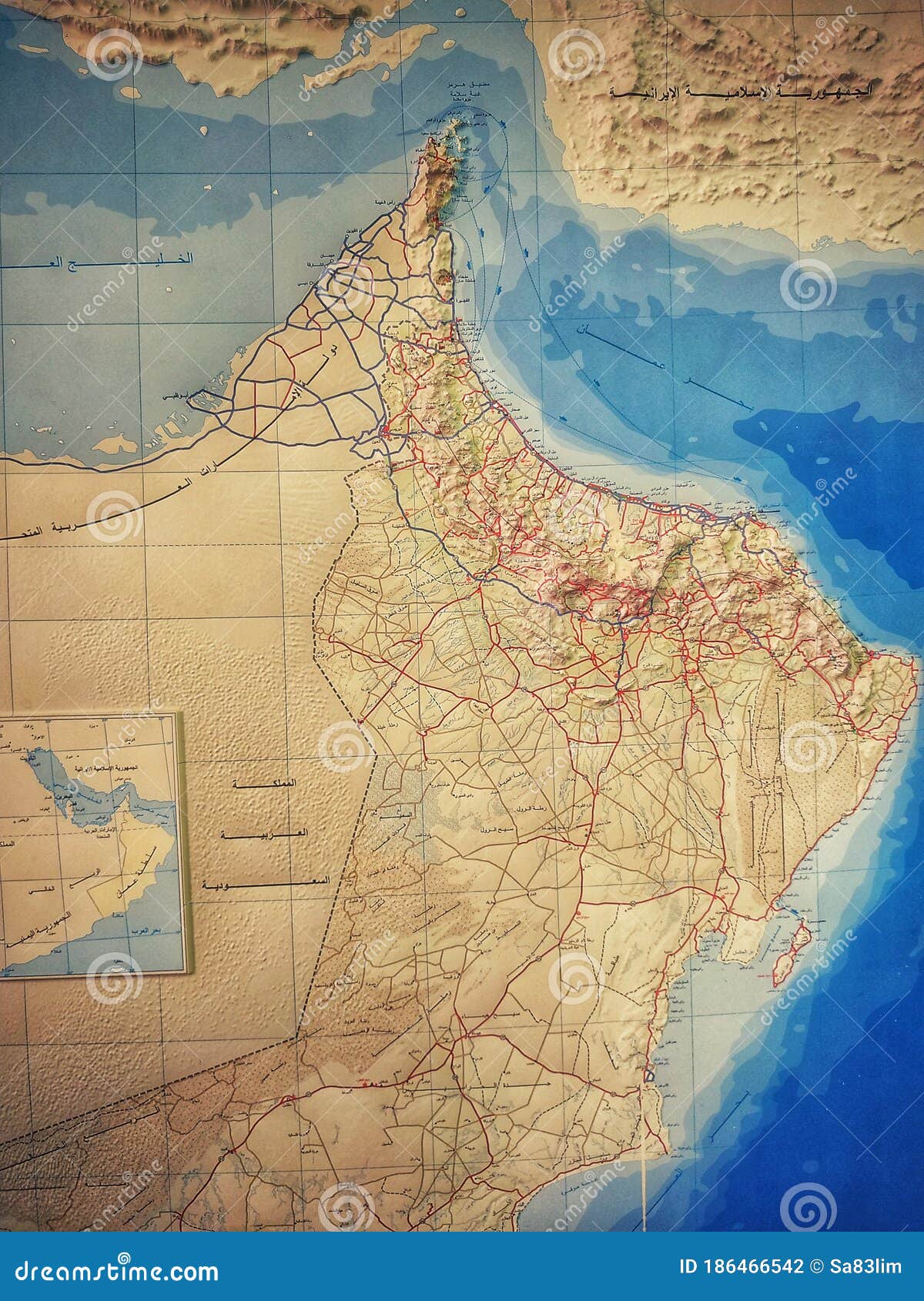 Arabic Map of Sultanate of Oman Stock Photo - Image of sultanate ...