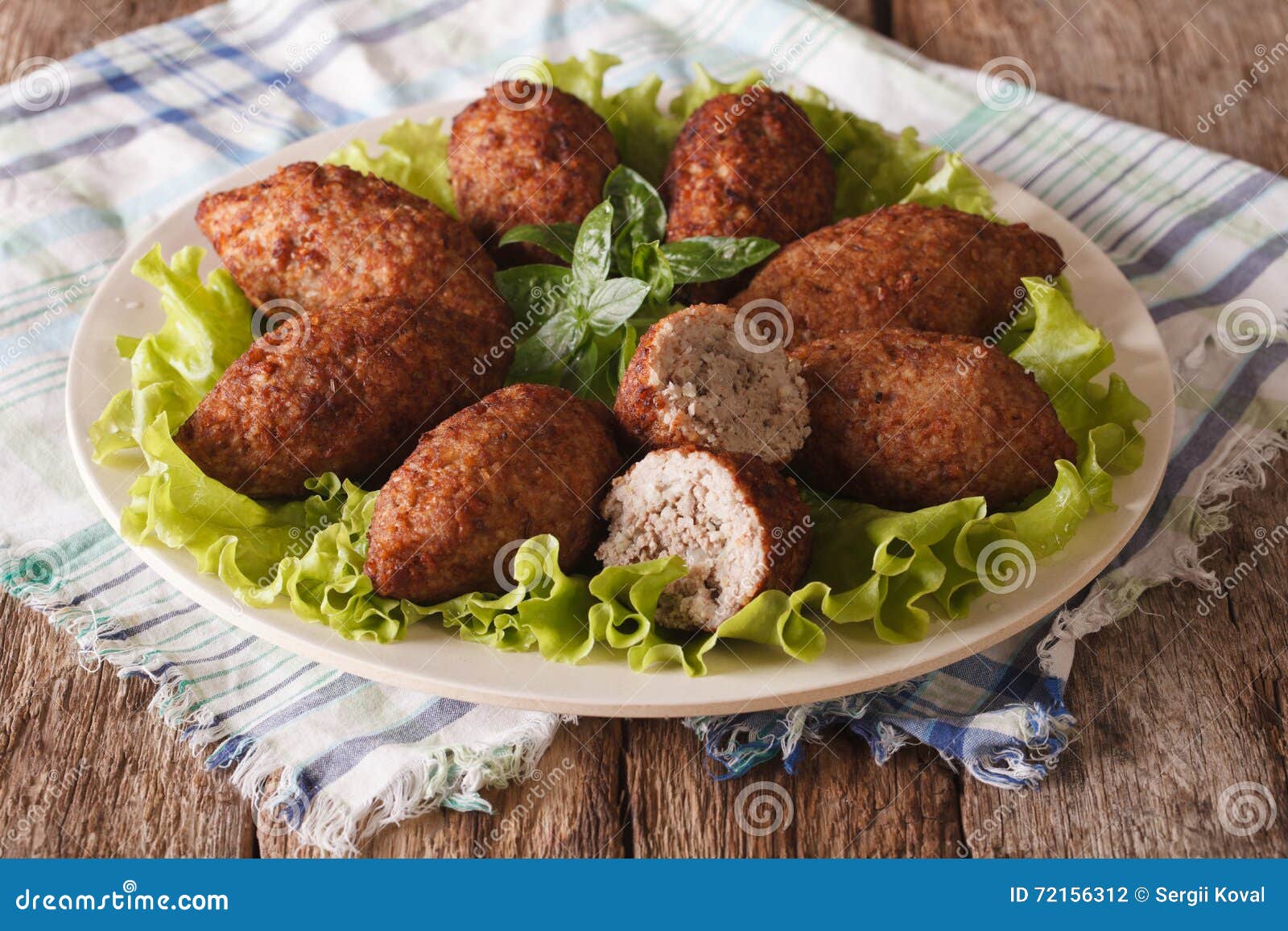 Arabic Meat Appetizer Kibbeh Close-up on a Plate. Horizontal Stock ...