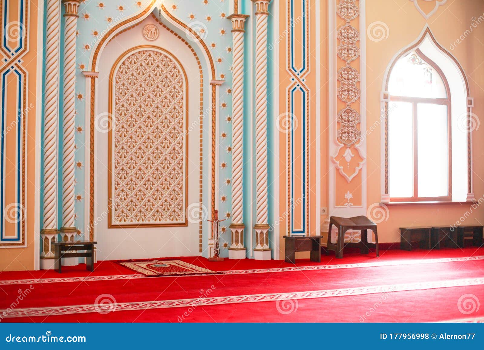 Arabic Arches and Ornaments in the Interior. Moroccan Interior Stock ...