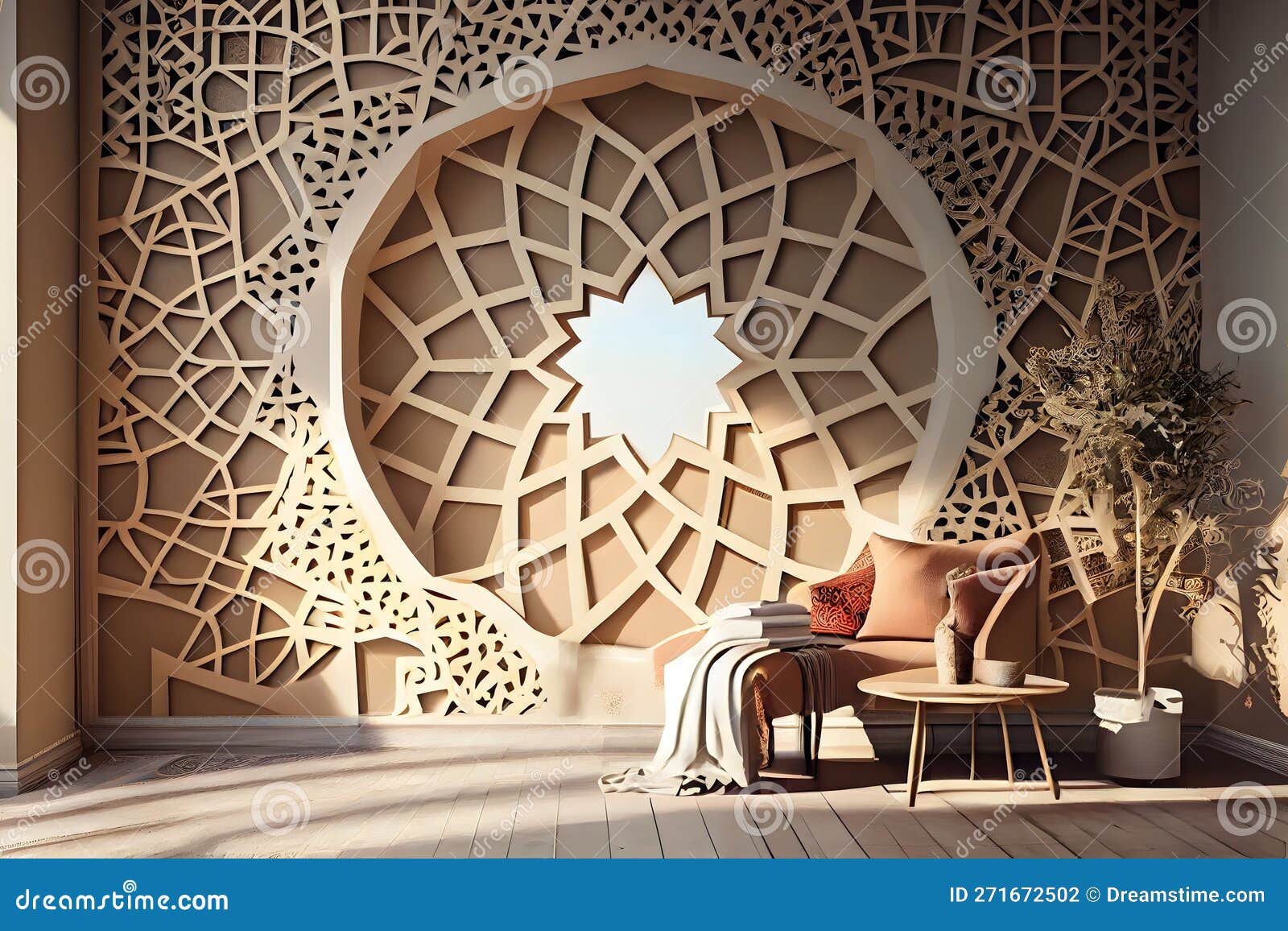 Arabic Mosaic Background, Islamic Pattern on Wall with Sunlight, Ai ...