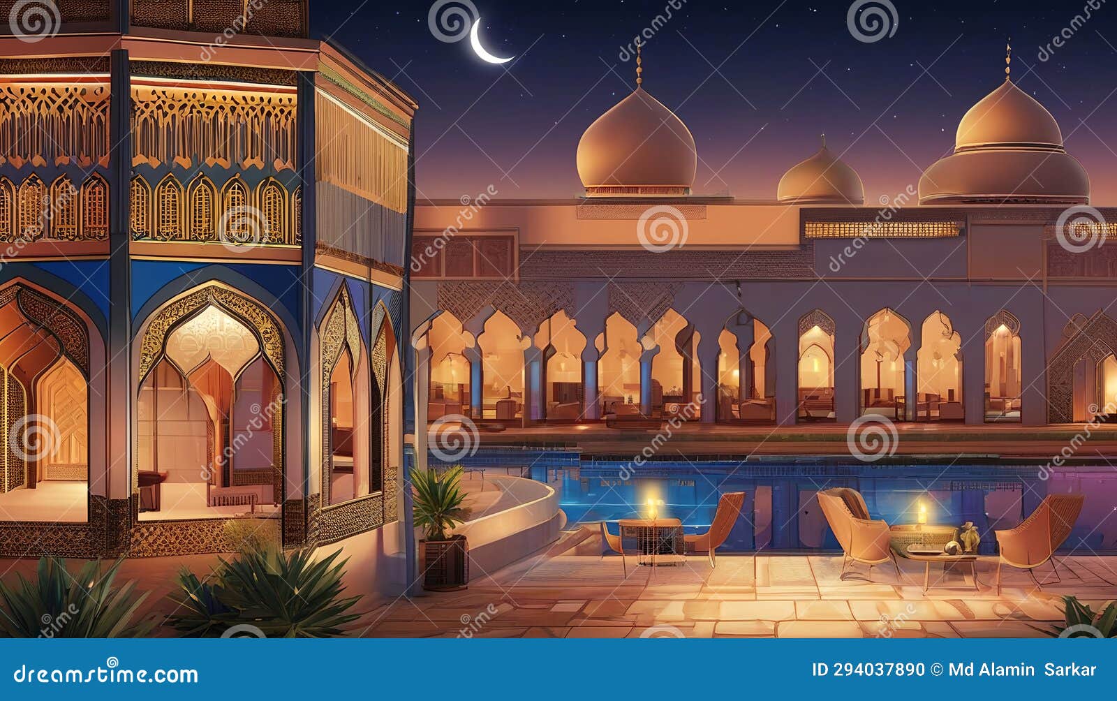 Arabic Night stock illustration. Illustration of downtown - 294037890