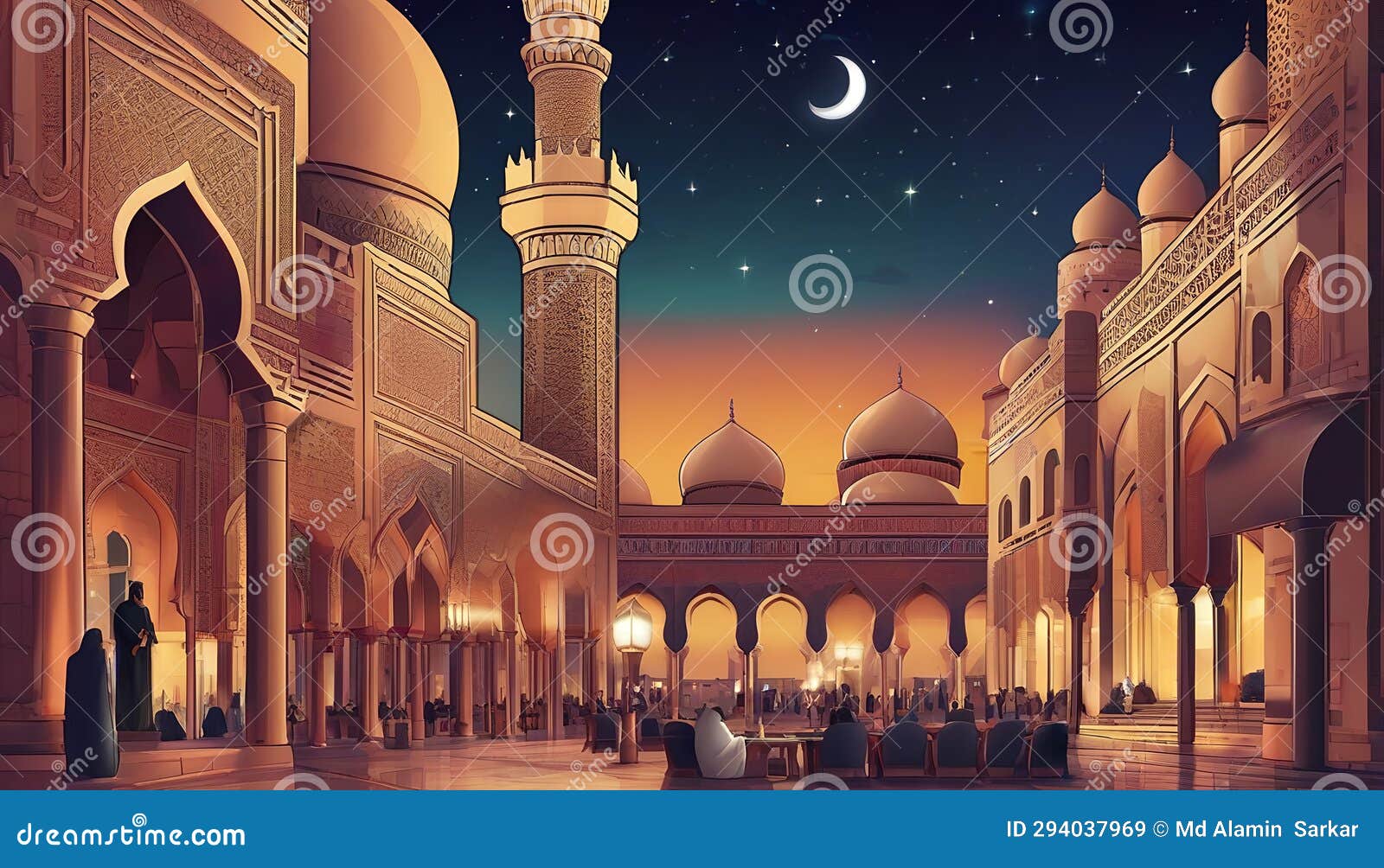 Arabic Night stock illustration. Illustration of horizontal - 294037969