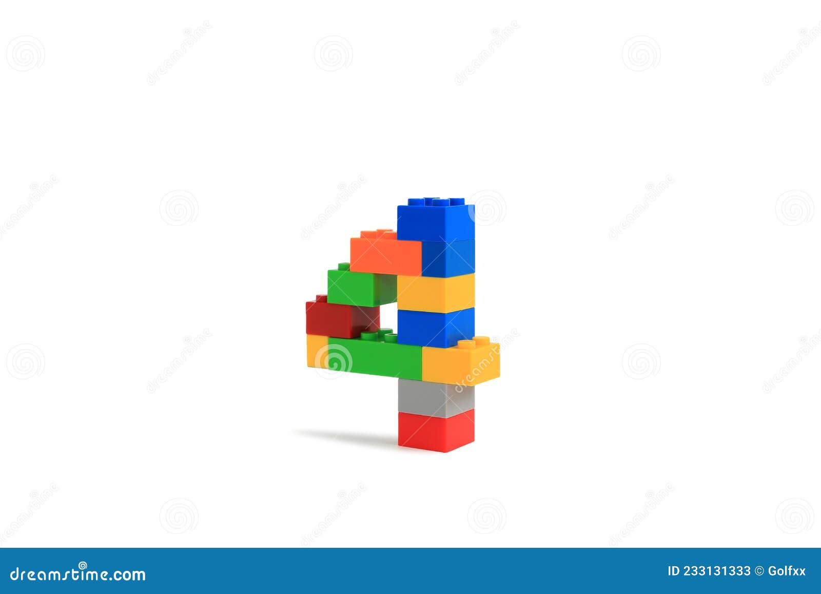 Arabic Number Symbol 4 From Colorful Plastic Brick Block Constructor ...