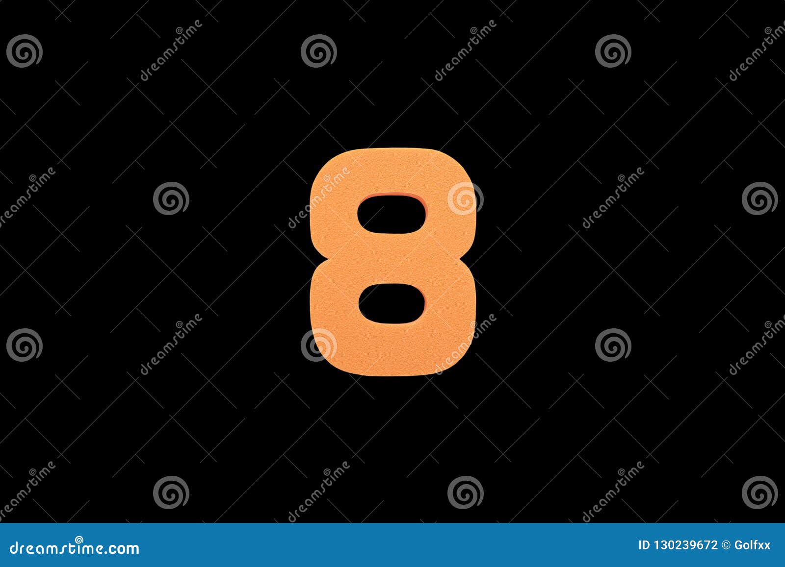 Arabic Number 8 Symbol of Sponge Rubber Isolated on Black Background ...