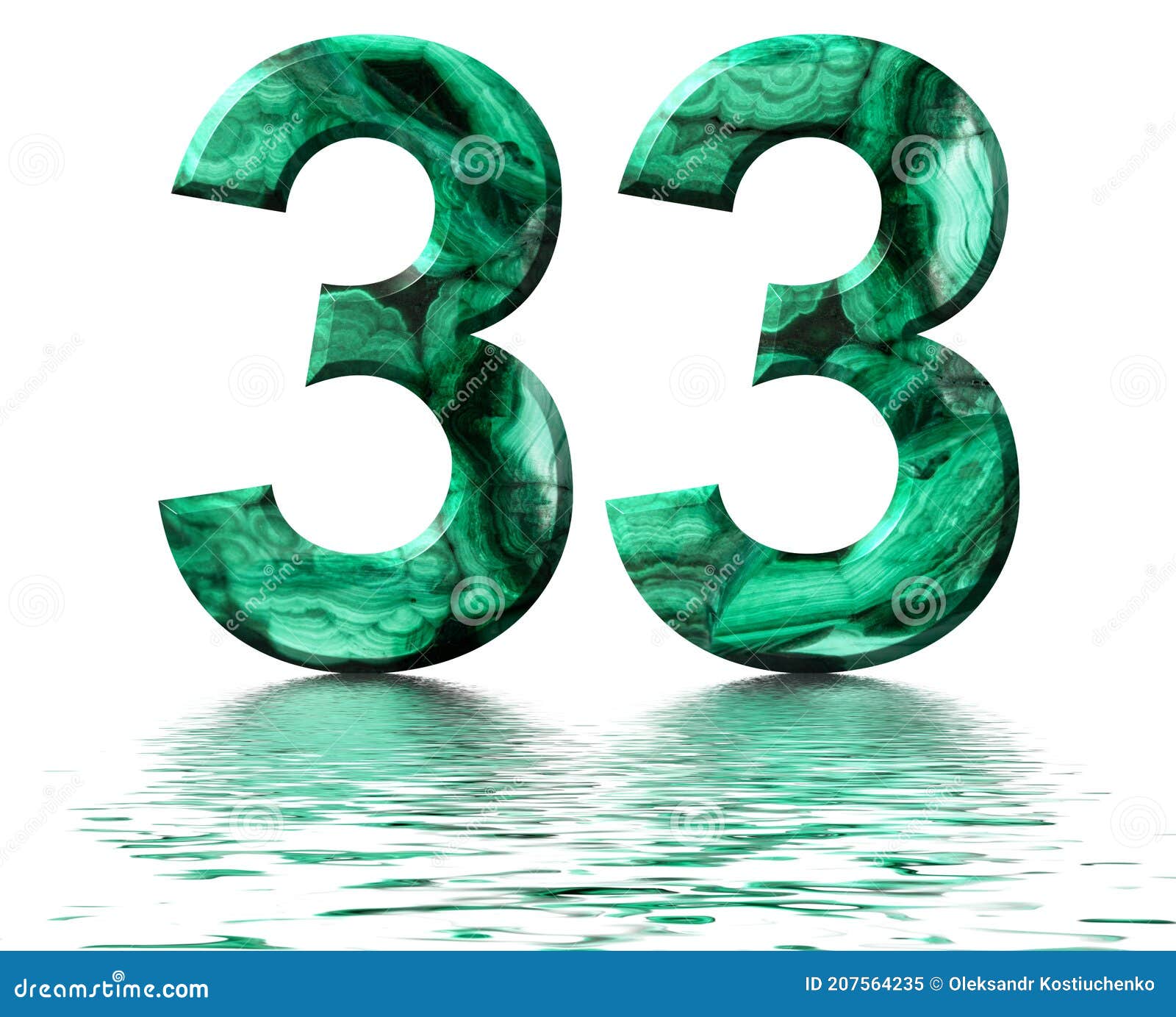 Arabic Numeral 33, Thirty Three, from Natural Green Malachite ...