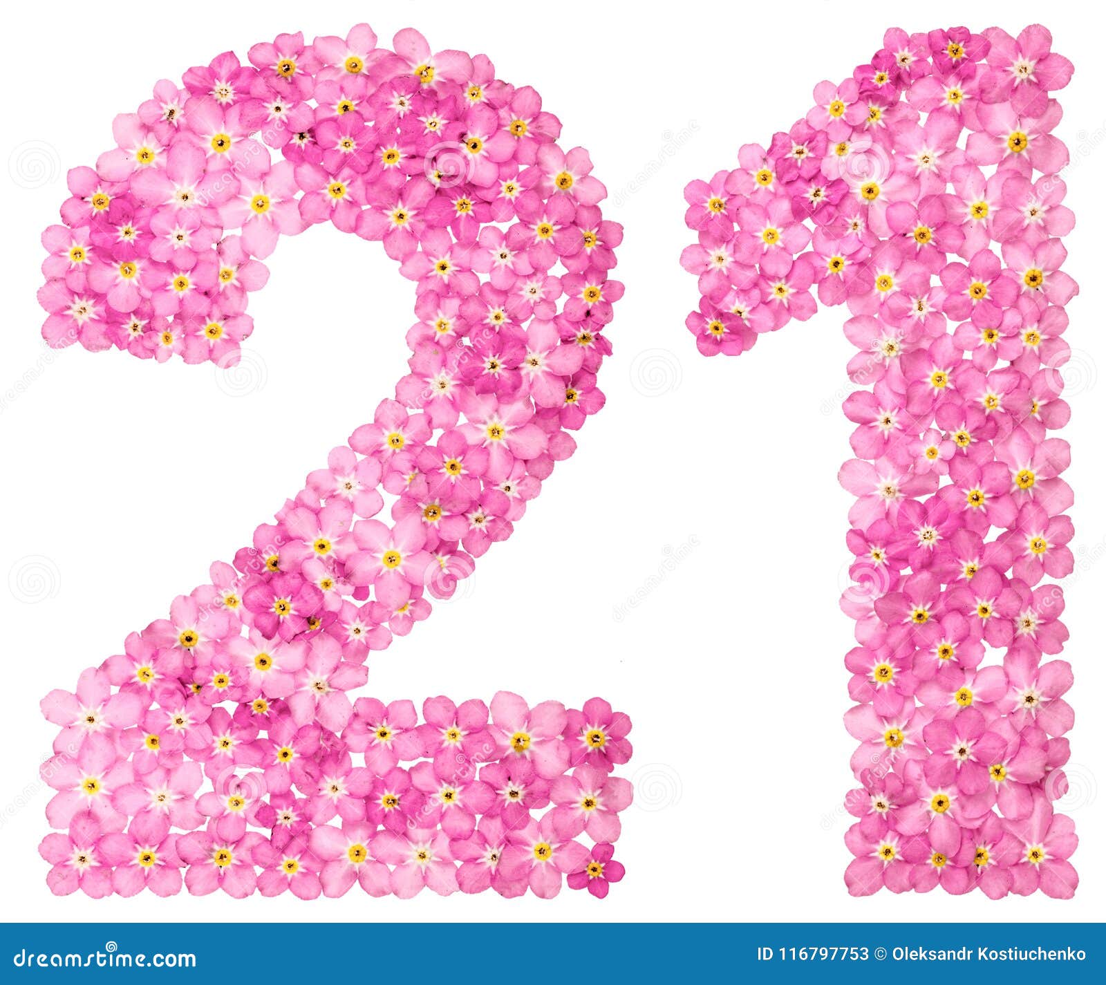 Arabic Numeral 21, Twenty One, from Pink Forget-me-not Flowers, Stock ... Arabic Numeral 21, Twenty One, from Pink Forget-me-not Flowers, Stock ...