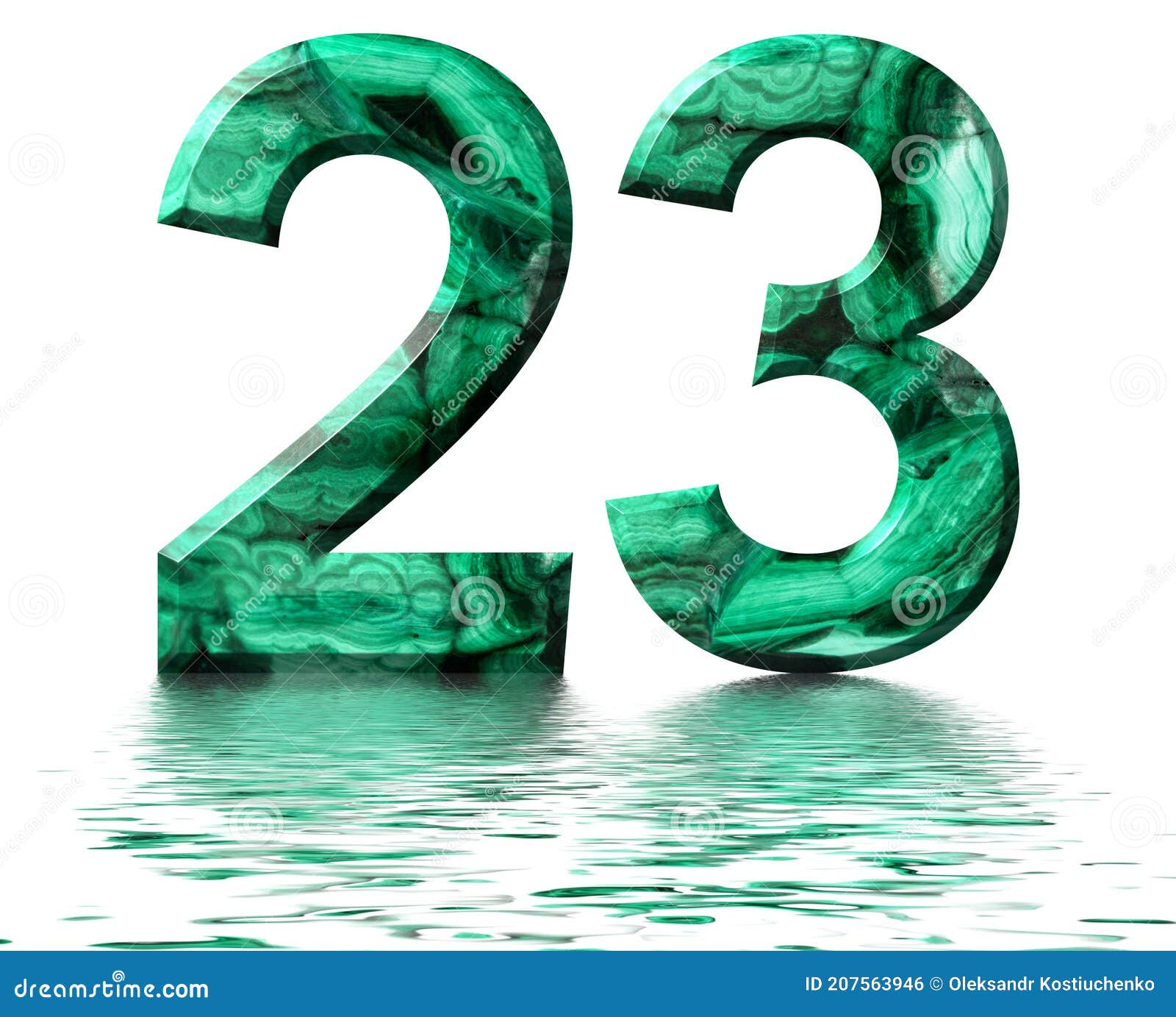 Arabic Numeral 23, Twenty Three, from Natural Green Malachite ...