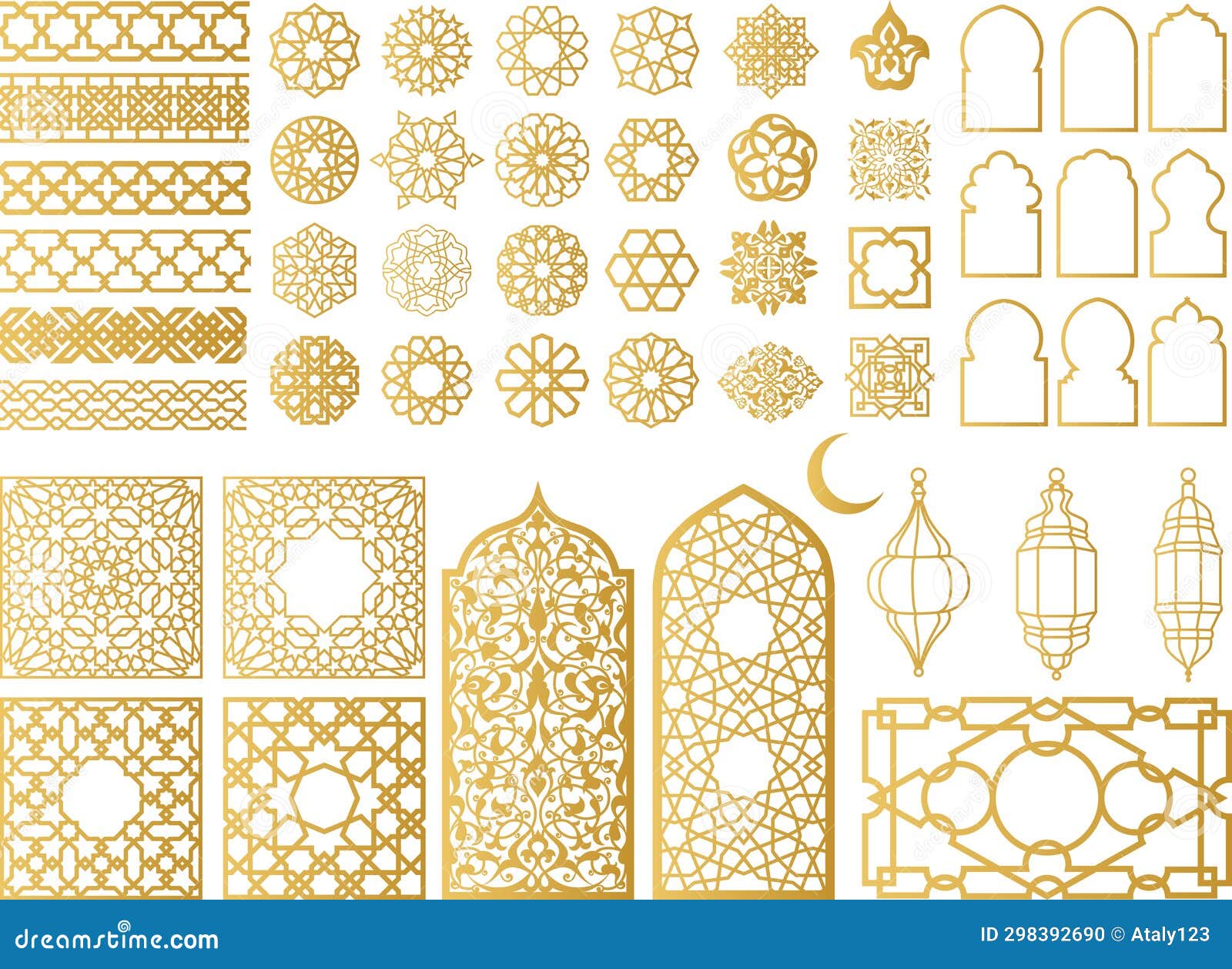 Traditional Vector Golden Arabic Pattern Stock Vector - Illustration of ...