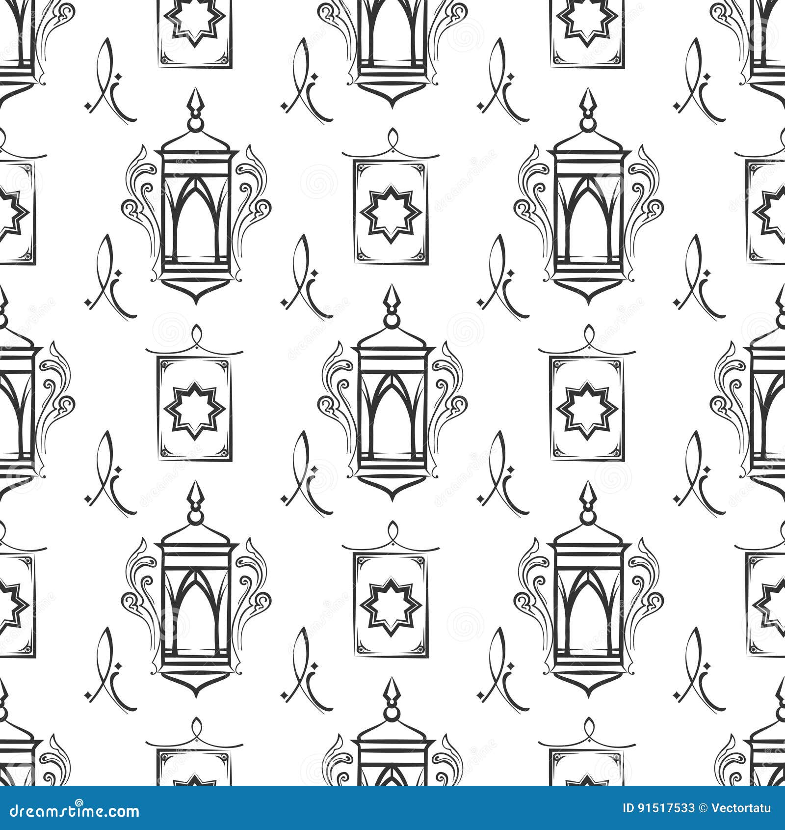 Arabic Ornate Lamps Seamless Pattern Stock Vector - Illustration of ...