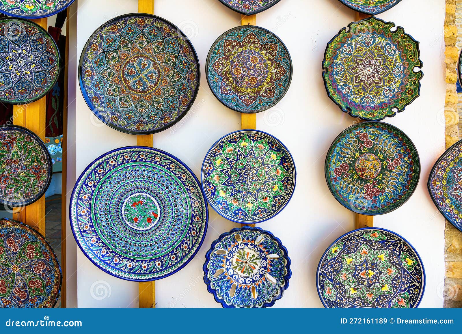 Arabic Painted Ceramic Plates on the Wall. Stock Image - Image of ...