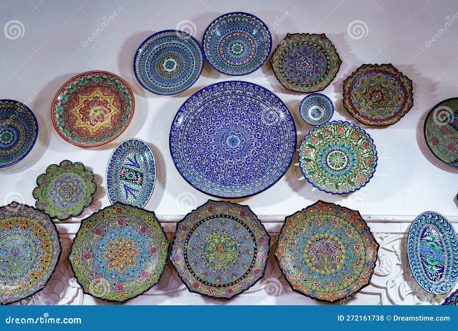 Arabic Painted Ceramic Plates on the Wall. Stock Photo - Image of ...