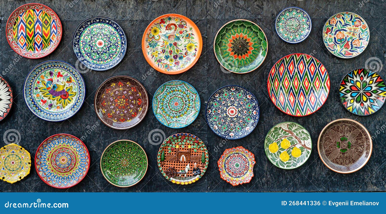 Arabic Painted Ceramic Plates on the Wall. Stock Photo - Image of ...
