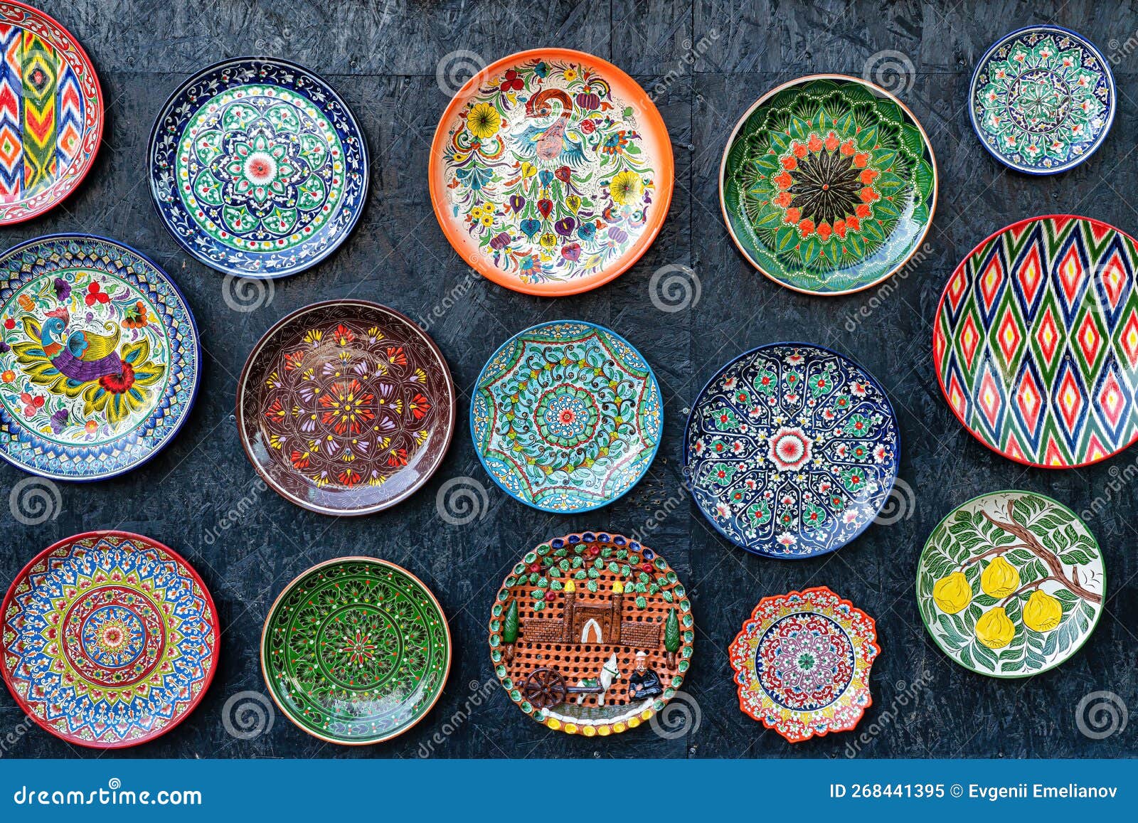 Arabic Painted Ceramic Plates on the Wall. Stock Image - Image of ...